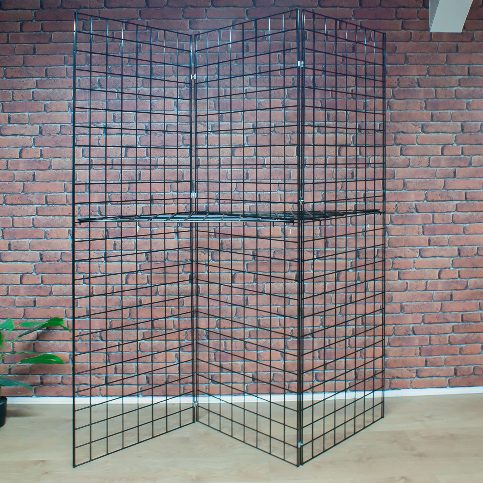 Grid Panel - 3 Panel Zig Zag Freestanding Shelving Display in Black Retail Shop Fittings (E3J22A ...
