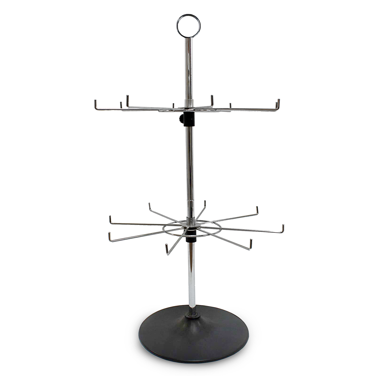 Rotary Hook Counter Stand - 2 Tiers - 12 Hook Shop Display in Chrome (J4/6)