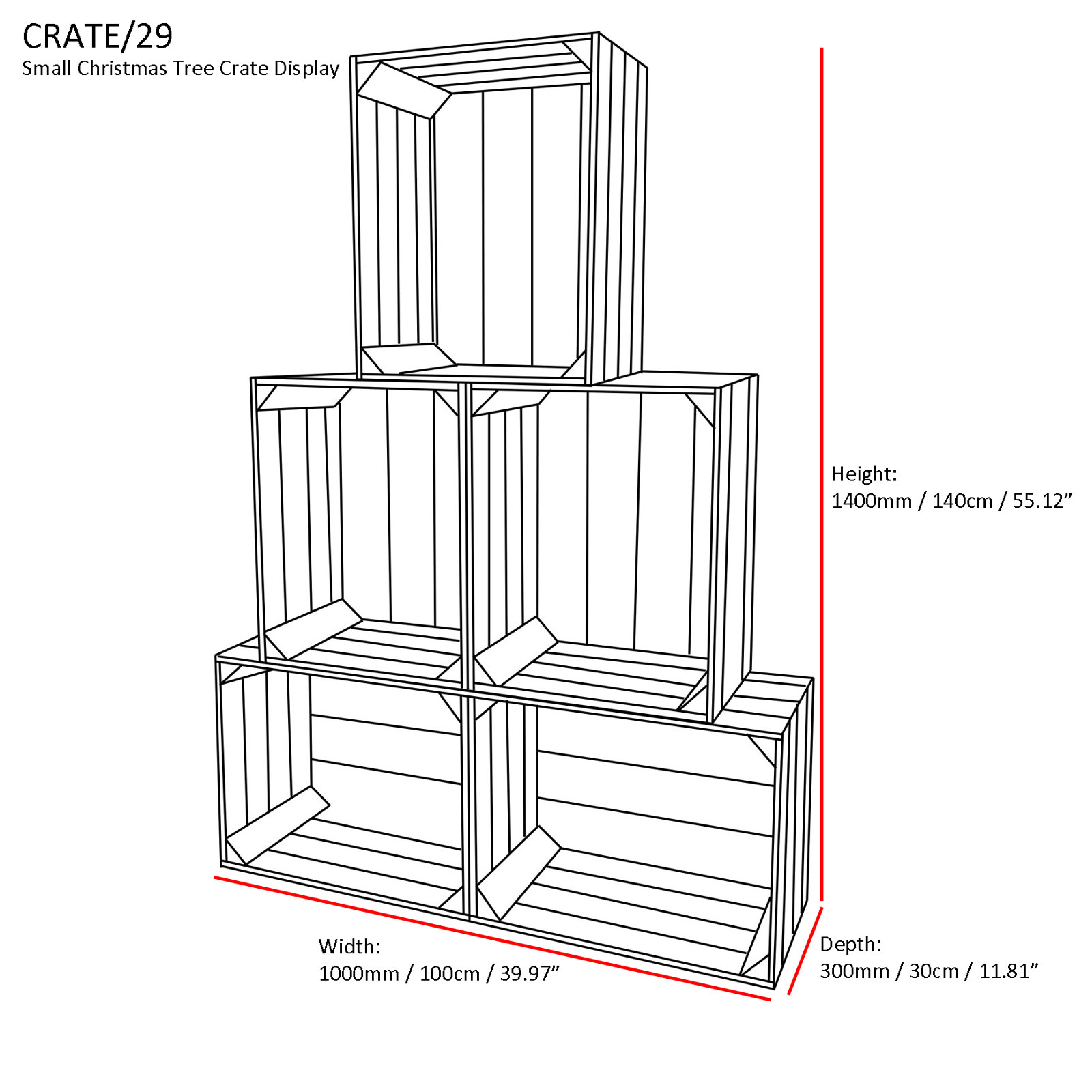 Crate Store - Small Christmas Tree Style Crate Display (CRATE/29)