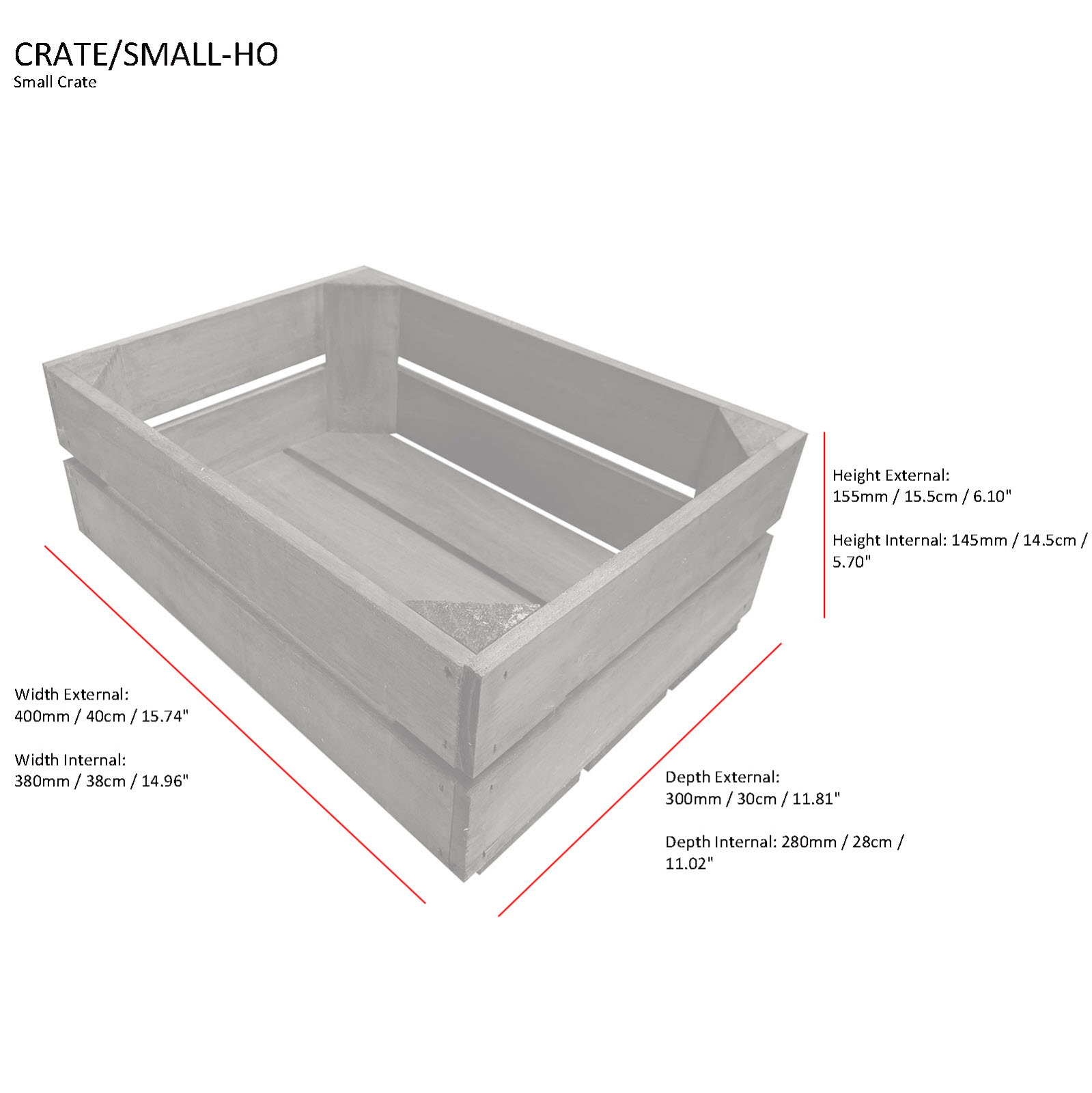 Small Crate Basket - Storage & Display 400x300x155mm (T102-CRATE)