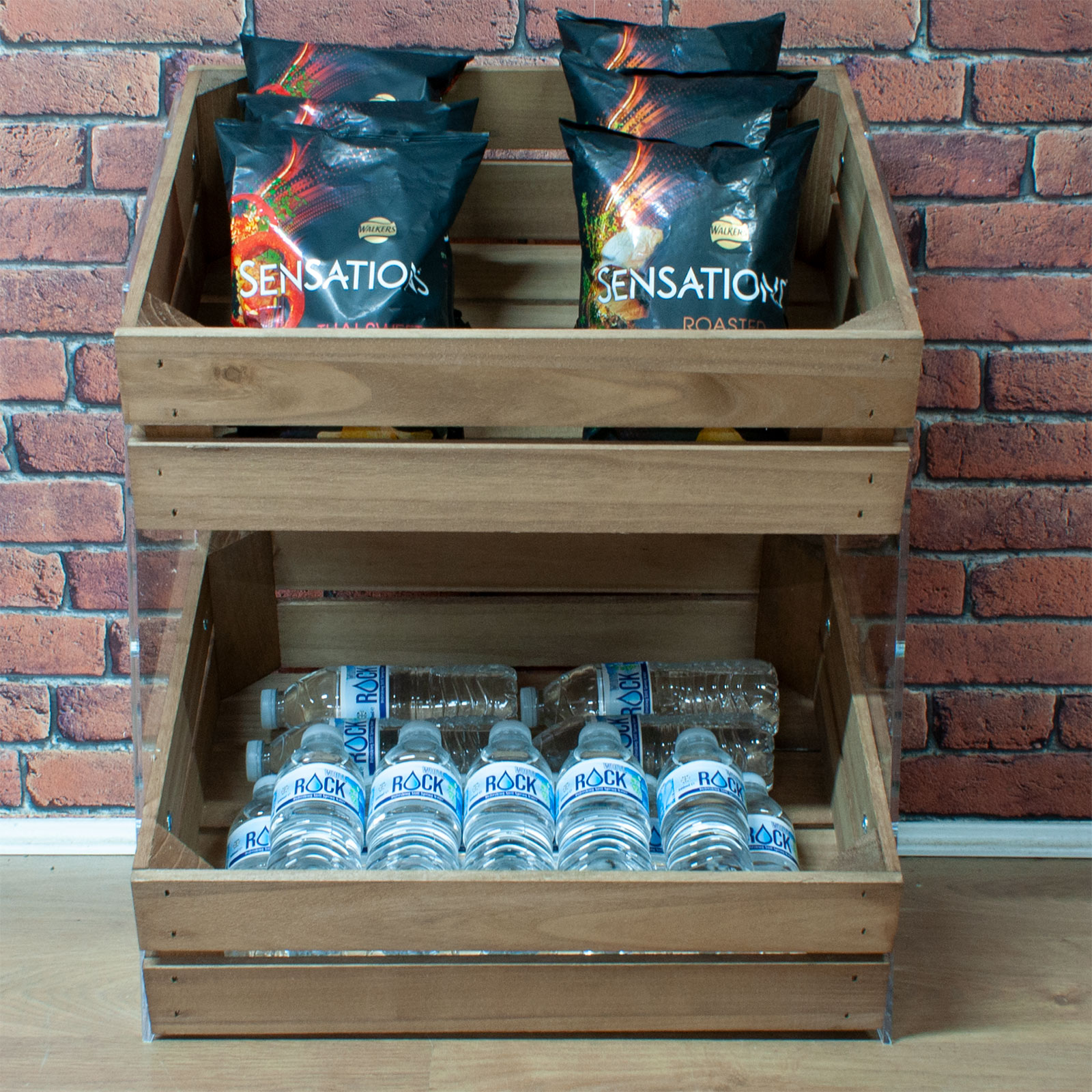 Half Crate 2 Tier Counter Stand With Acrylic Legs (CRATE/T2)