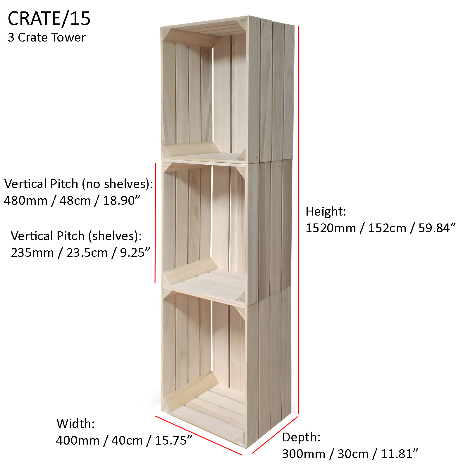 Crate Store - 3 Portrait Crate Tower Retail Display (CRATE/15)