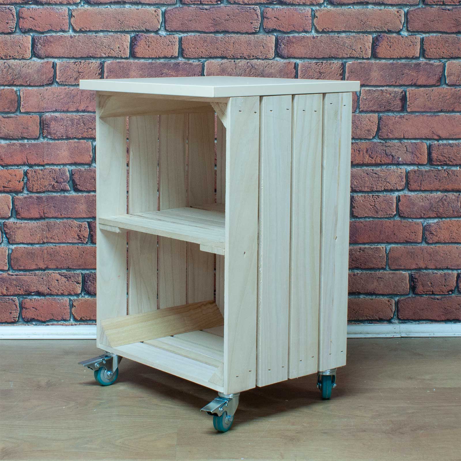 Crate Store - Crate Side Table With Top & Wheels Retail Display (CRATE/18)
