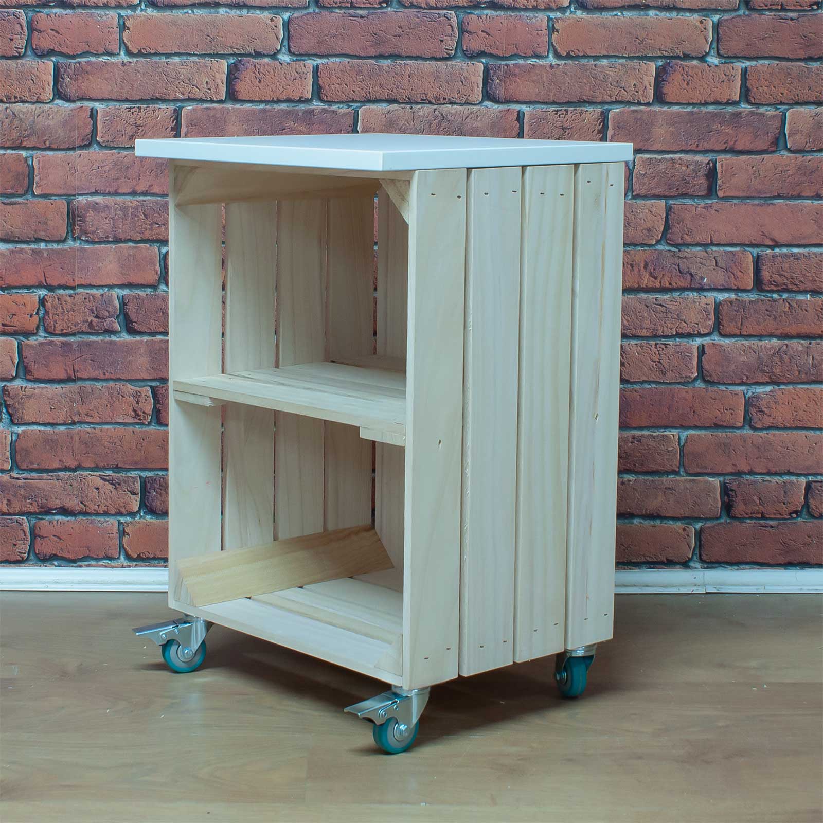 Crate Store - Crate Side Table With Top & Wheels Retail Display (CRATE/18)