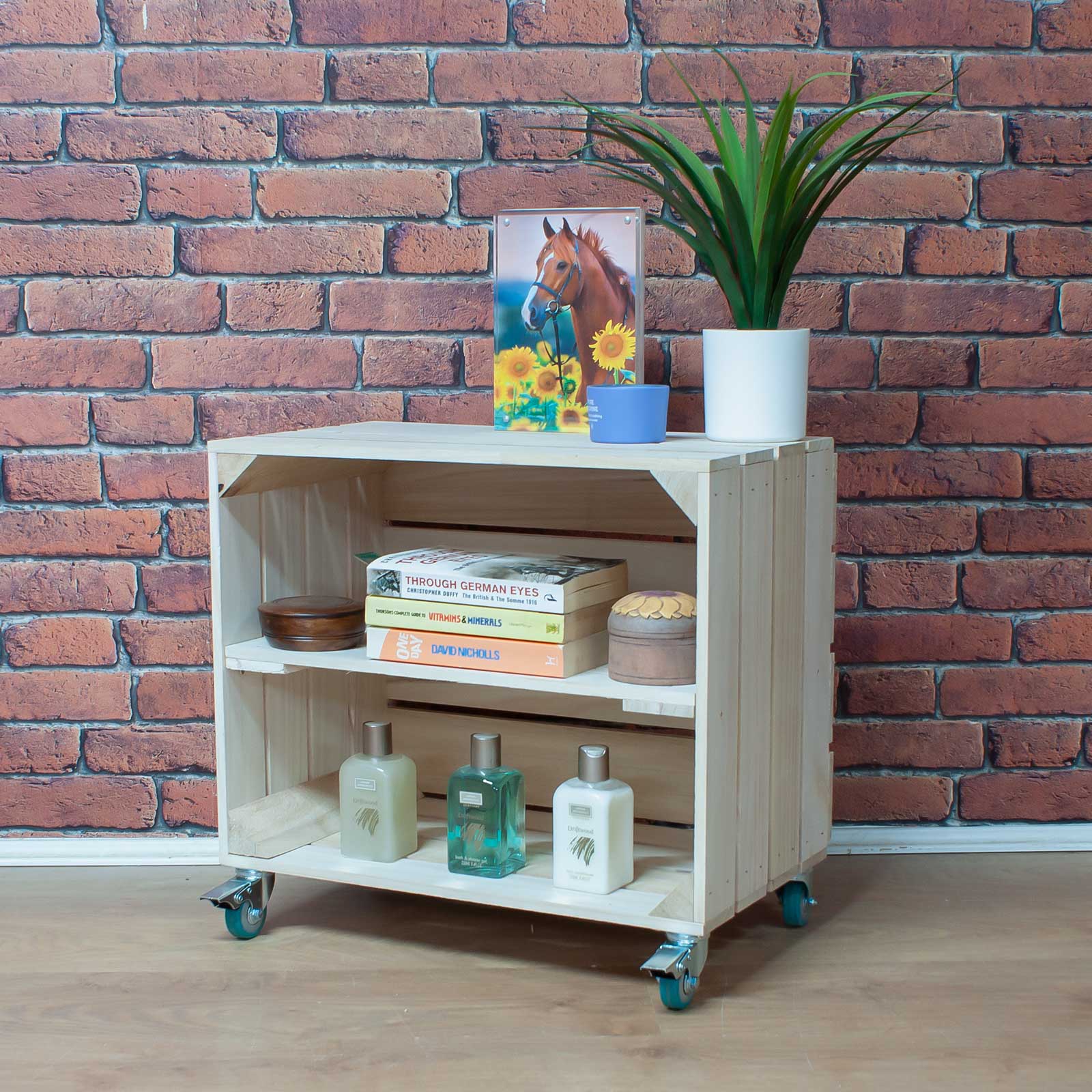 Crate Store - Landscape Crate Side Table With Wheels Retail Display ...