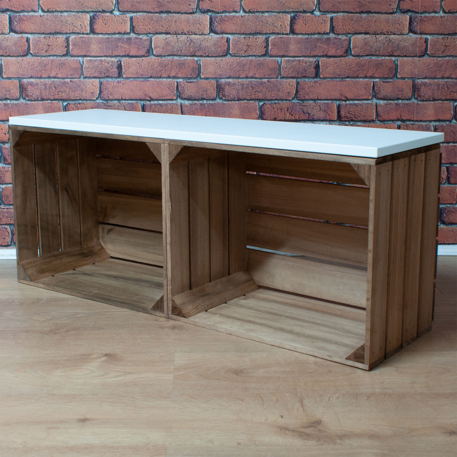 Crate Store - 2 Crate Bench Unit With Shelf (CRATE/7)