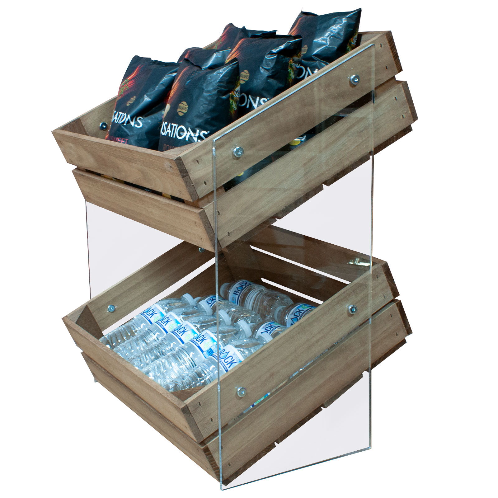 Half Crate 2 Tier Counter Stand With Acrylic Legs (CRATE/T2)