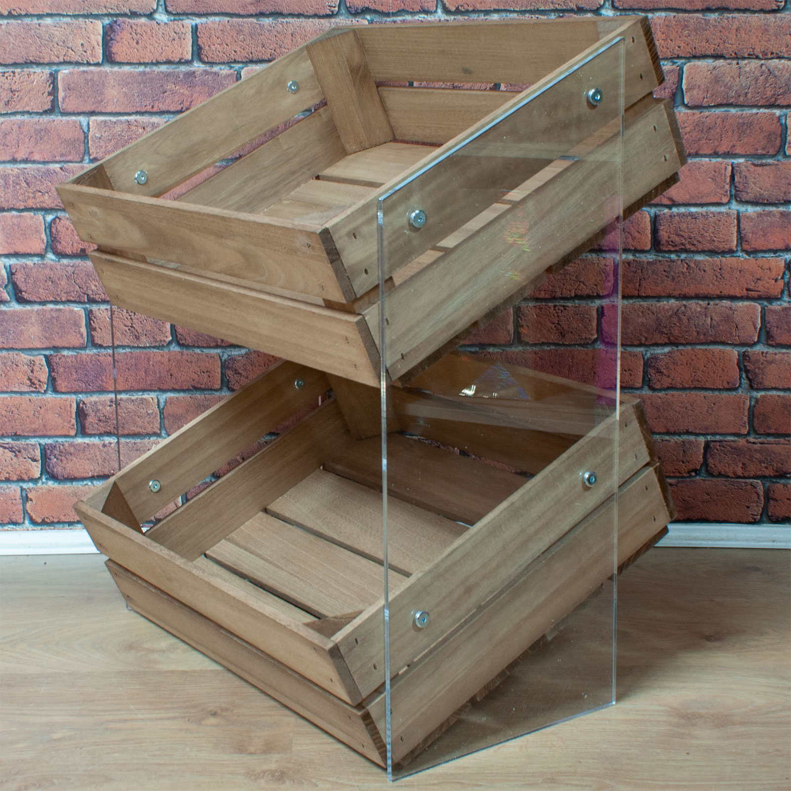 Half Crate 2 Tier Counter Stand With Acrylic Legs (CRATE/T2)