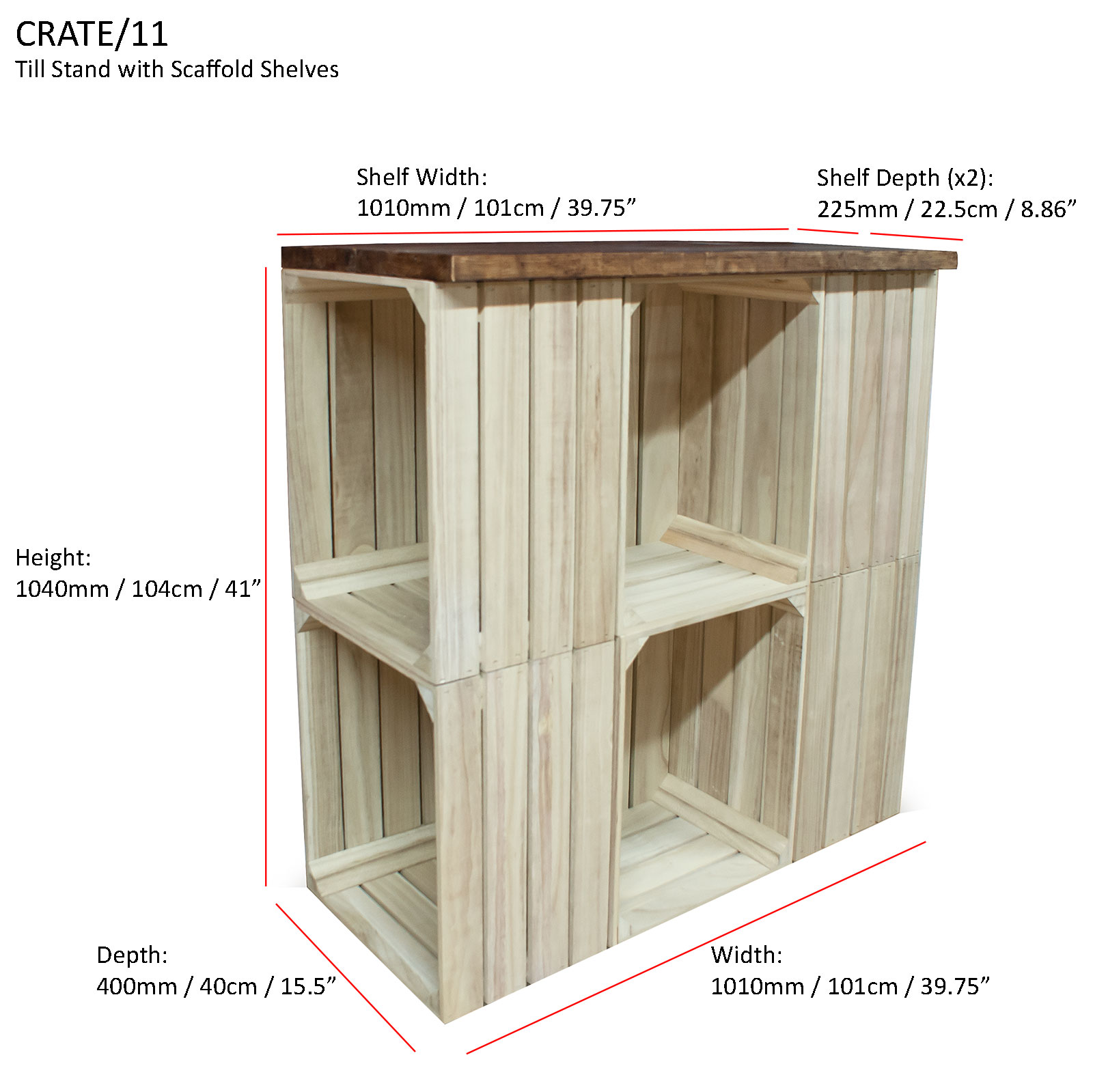 Crate Store - 6 Crate Till Stand Display with Scaffold Board Top (CRATE/11)