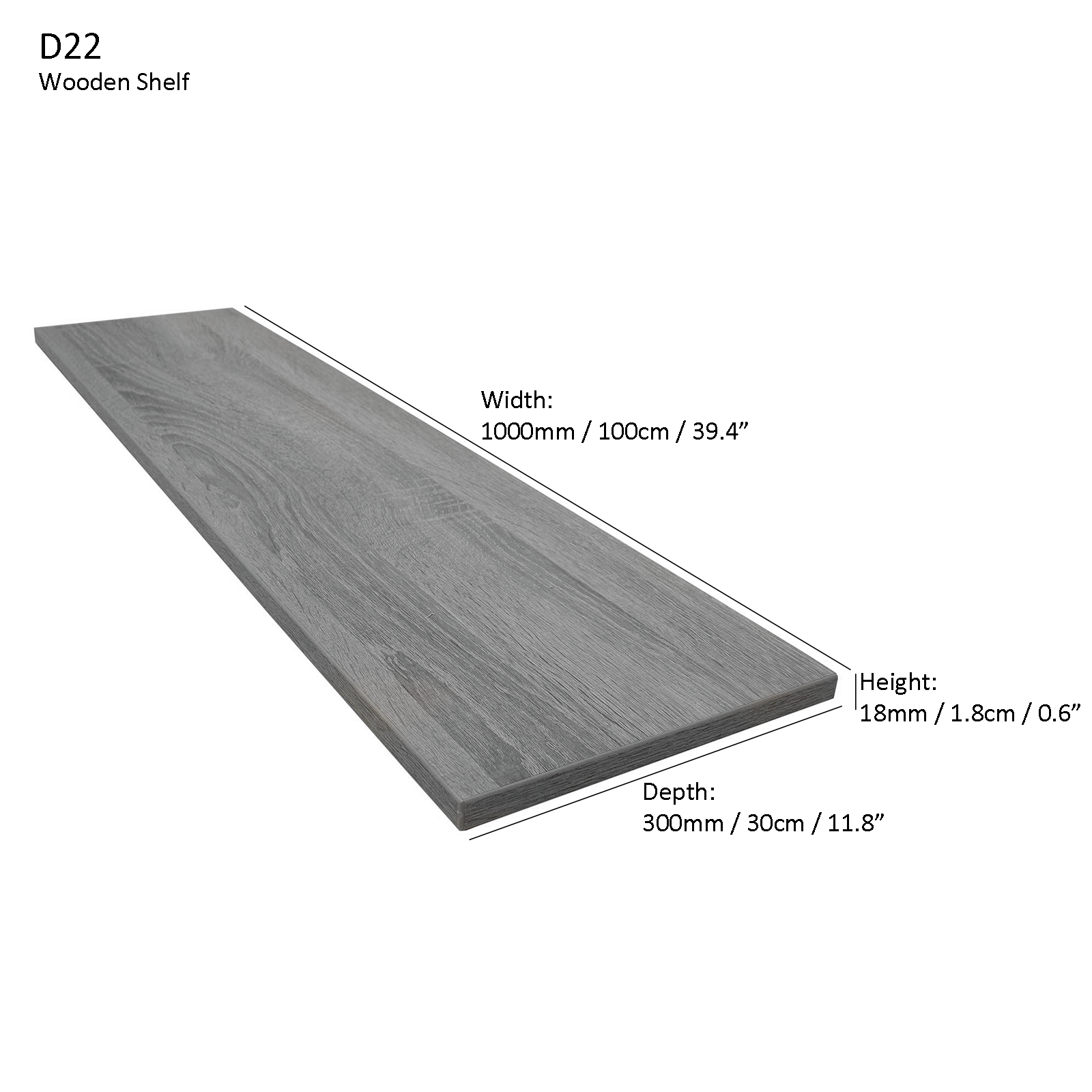 Wooden Shelves in 3 Colours - 1000mm Wide x 300mm Deep