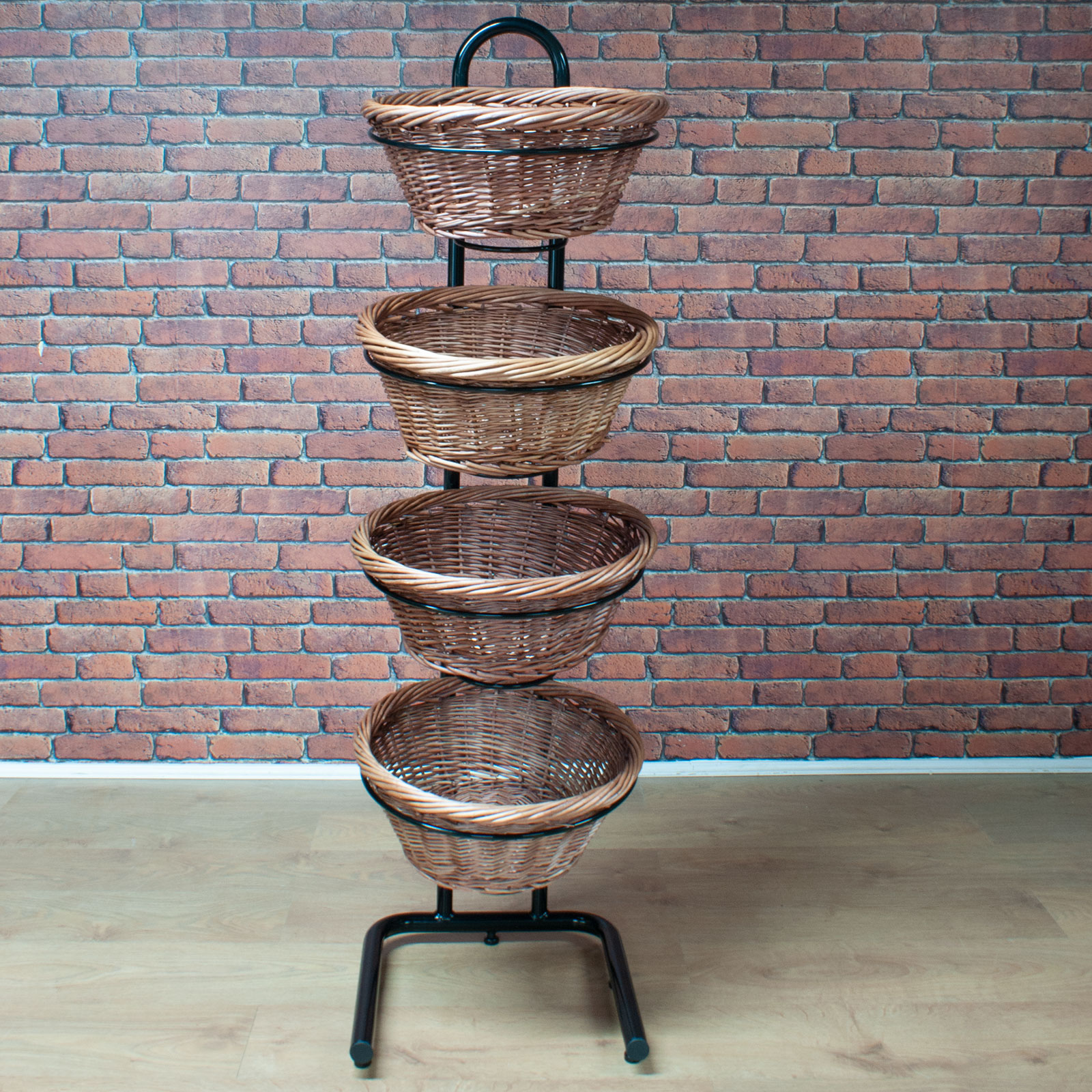 Basket Stand - 4 Tier Wicker Basket Display for Bread, Crisps, Snacks (DA1)