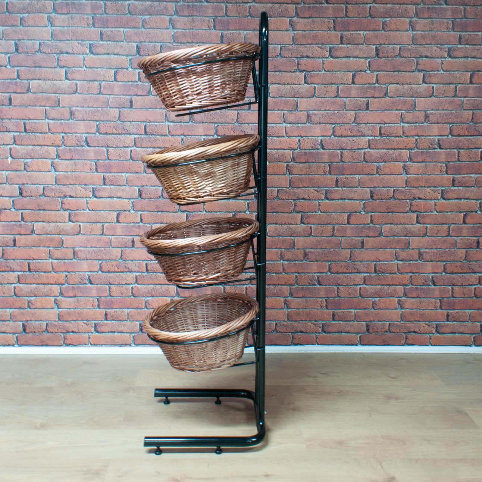 Basket Stand - 4 Tier Wicker Basket Display for Bread, Crisps, Snacks (DA1)