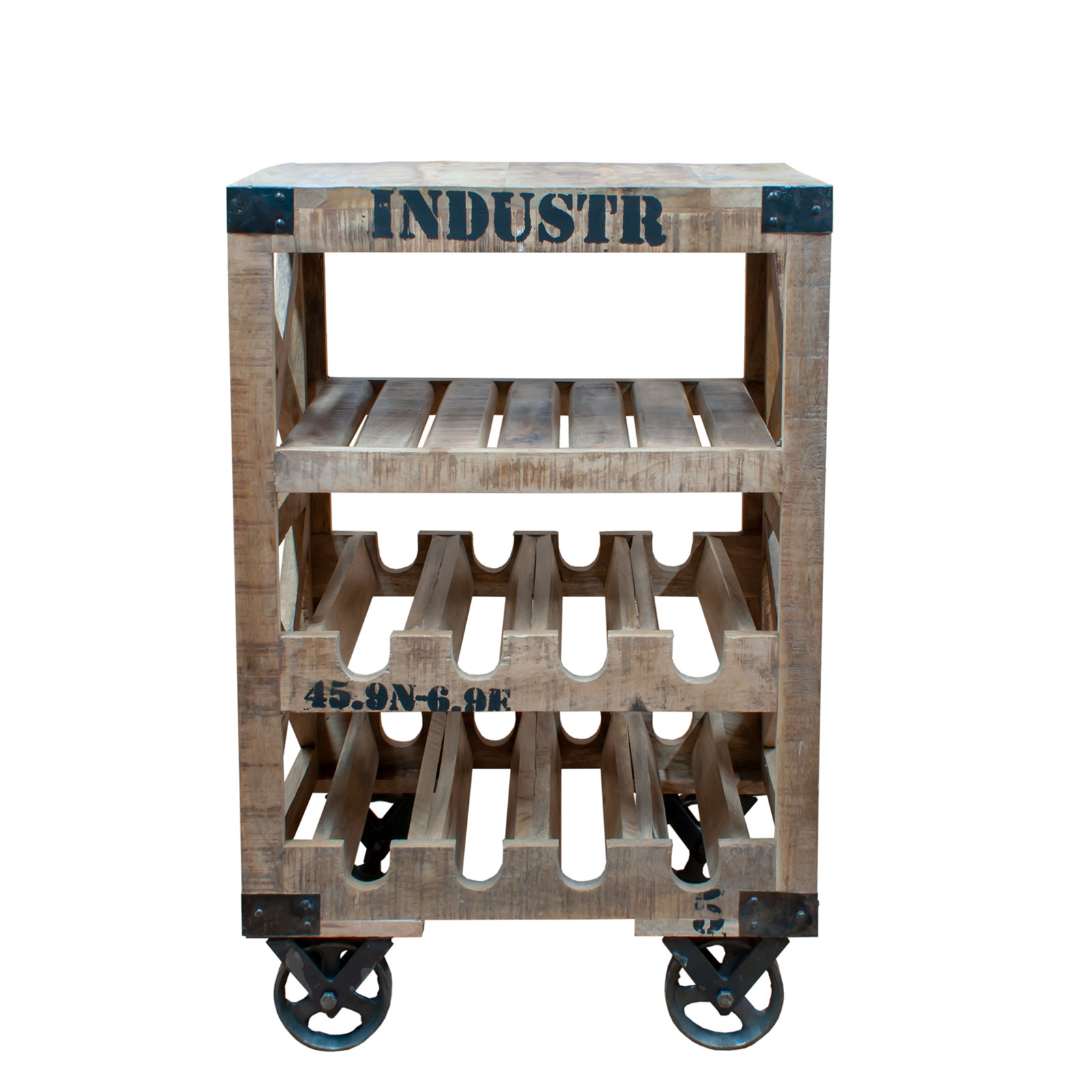 Wine Trolley Table - Rustic Wood & Iron - Retail Shop Display with ...