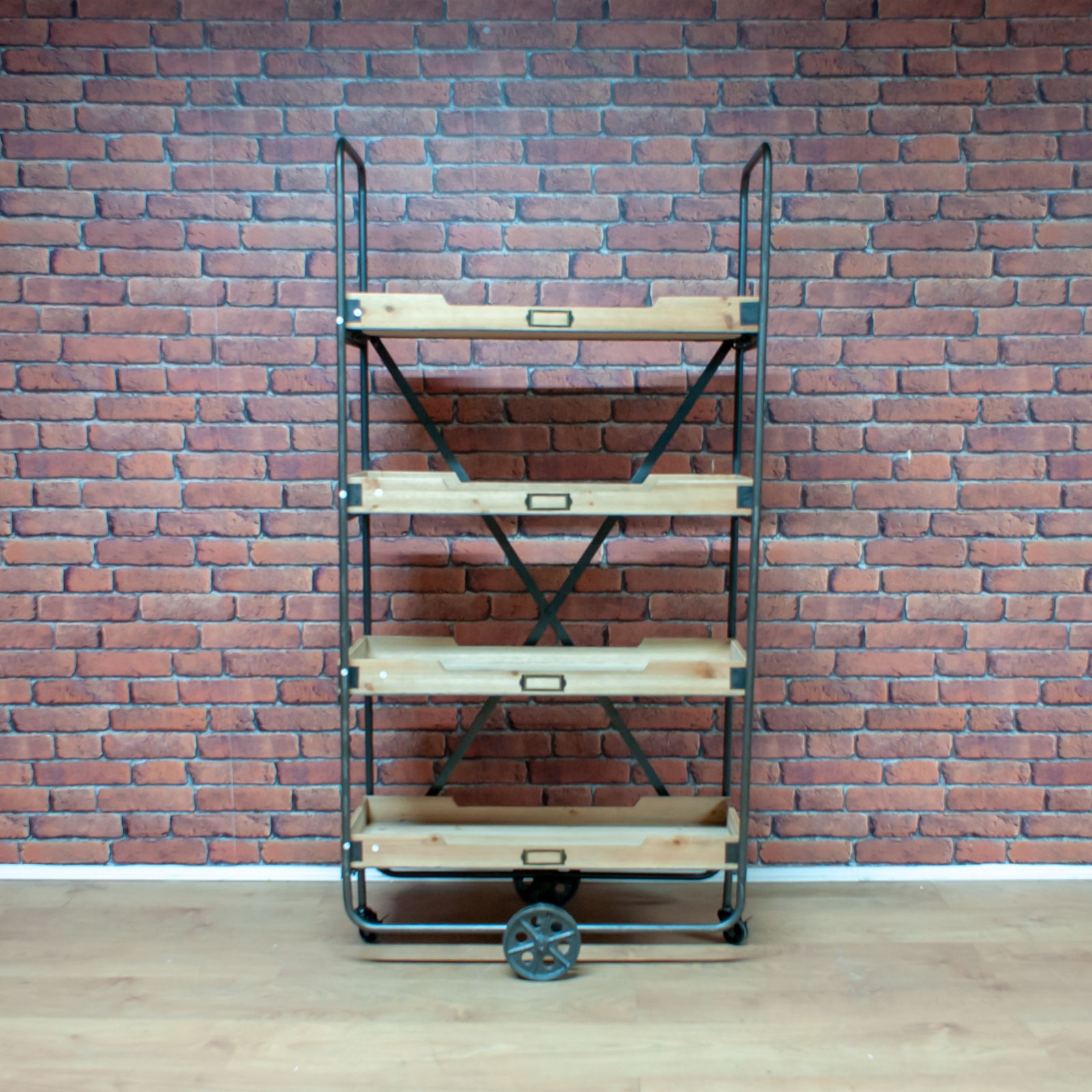 Shelving Display - Industrial Style 4 Shelf Unit with Wheels (DI20)
