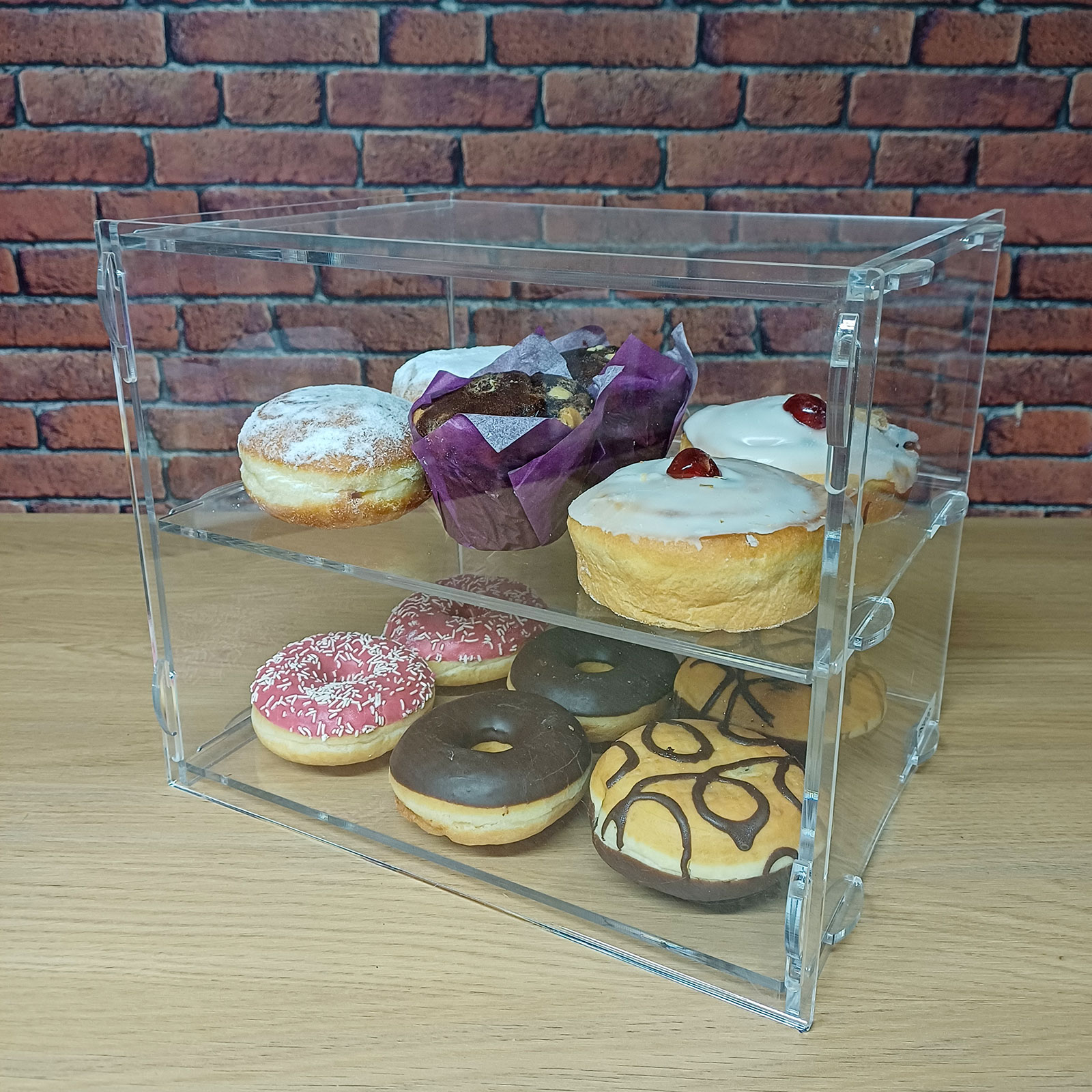 Acrylic Cabinet - Counter Top Catering Safety Display 2 Tier With Doors ...