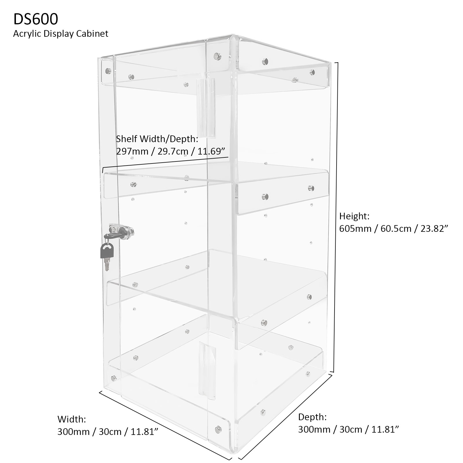 Counter Top 2 Shelf Lockable Display Cabinet Shop Display (DS600)
