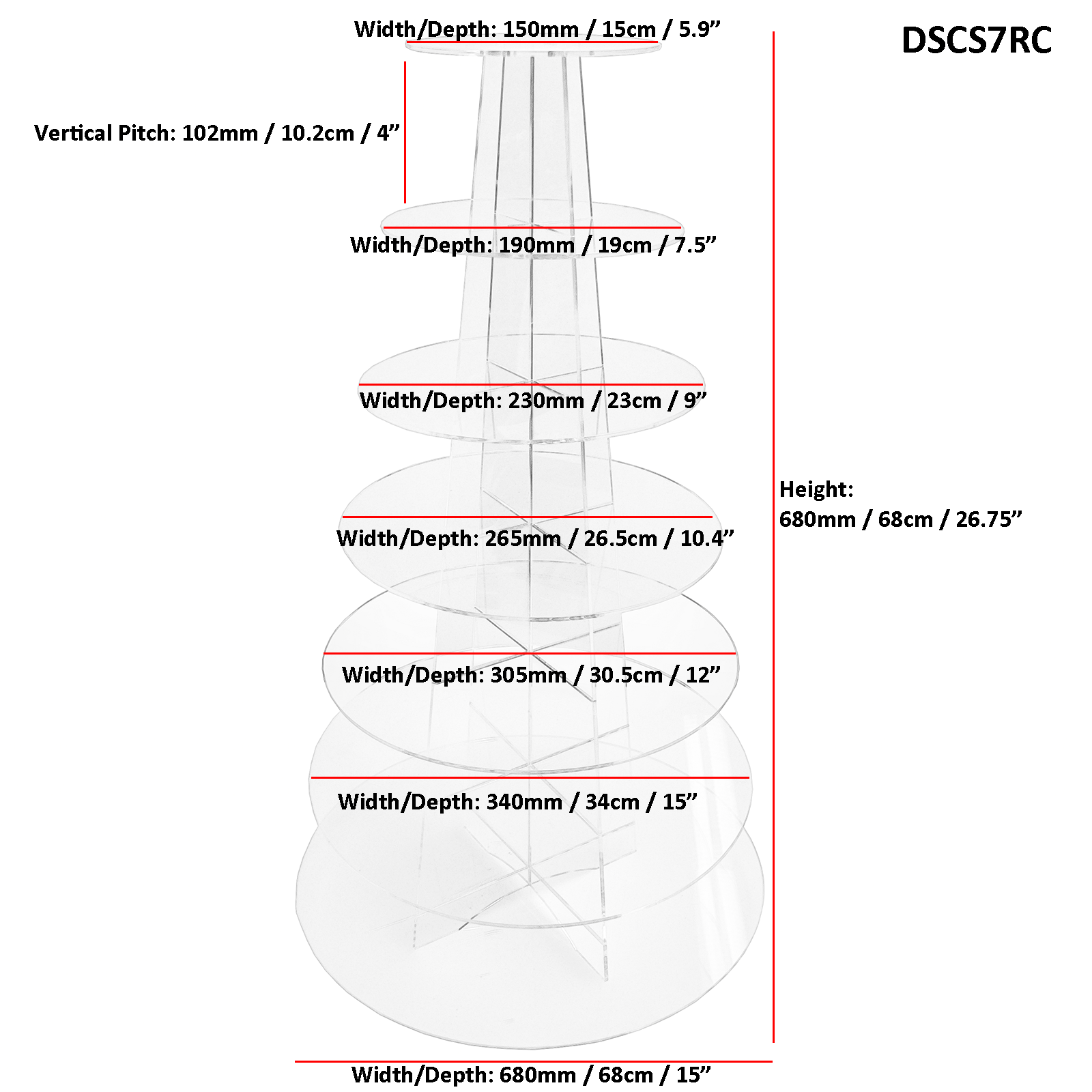 Acrylic Cupcake Counter Stand - Circular 7 Tier (DSCS7RC)
