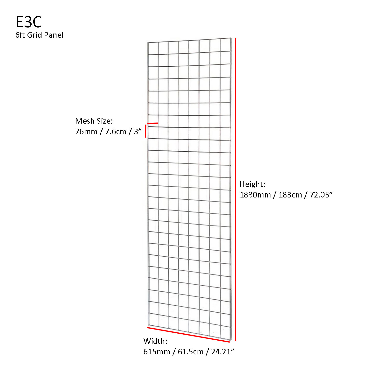 Grid Panel 6ft High / 1830mm Heavy Duty Grid Mesh in White Retail Shop ...