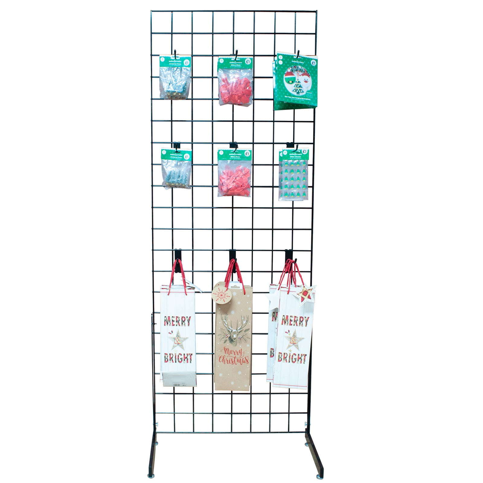 Grid Panel - 1 Way 6ft Floor Standing Black Display Retail Shop ...
