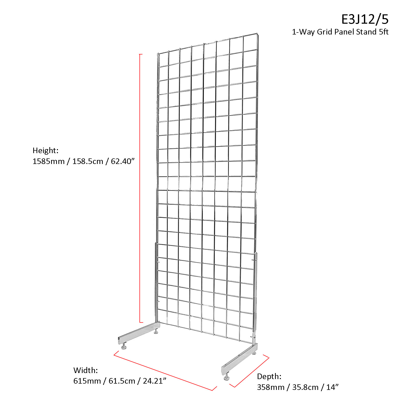 Grid Panel - 1 Way Floor Standing Chrome Display Retail Shop Fittings ...