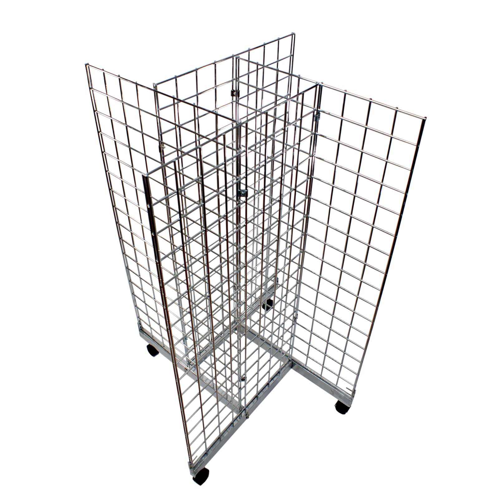 Grid Panel - 4 Way Floor Standing Chrome Gondola Display Retail Shop ...