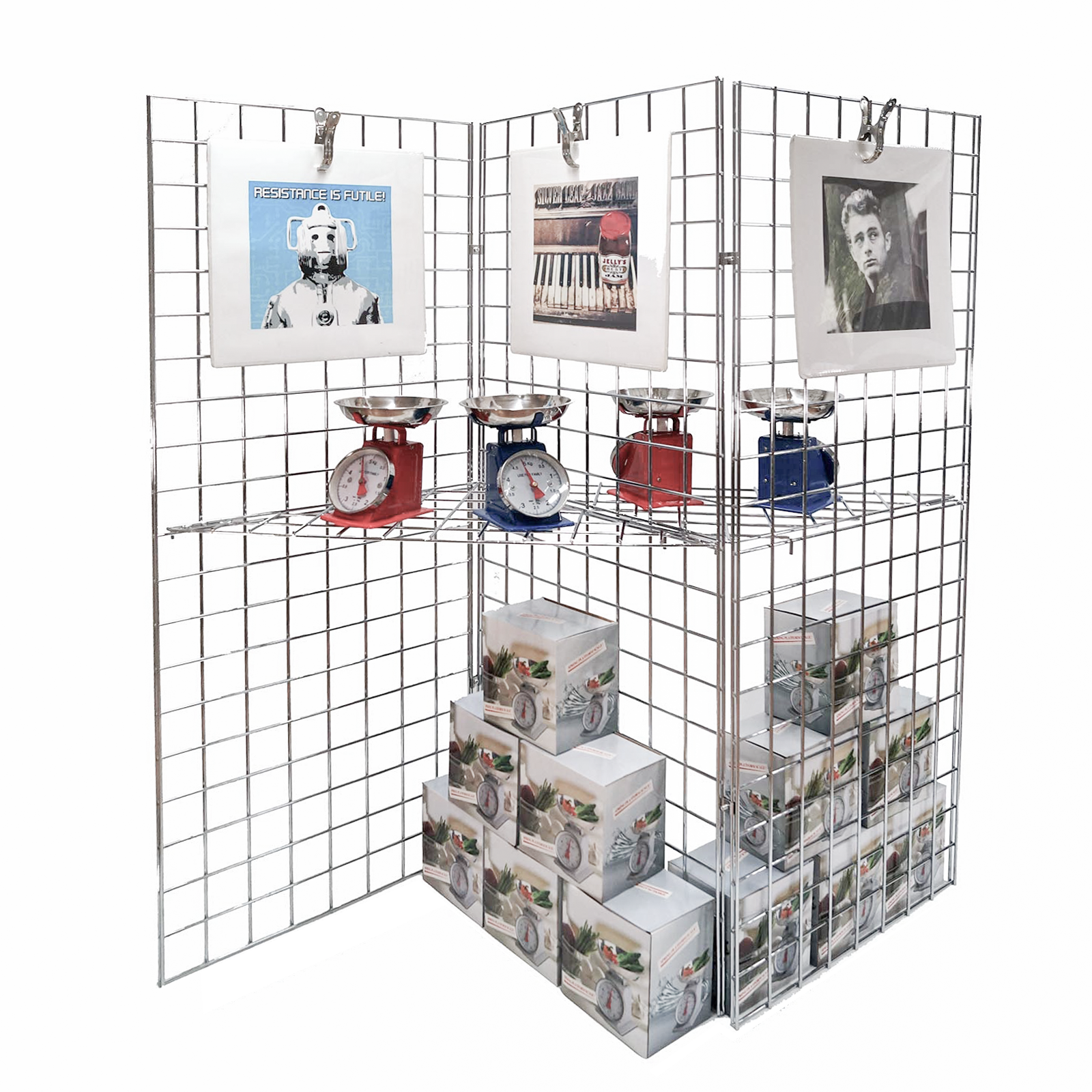 Grid Panel - 3 Panel Zig Zag Freestanding Shelving Display Retail Shop ...