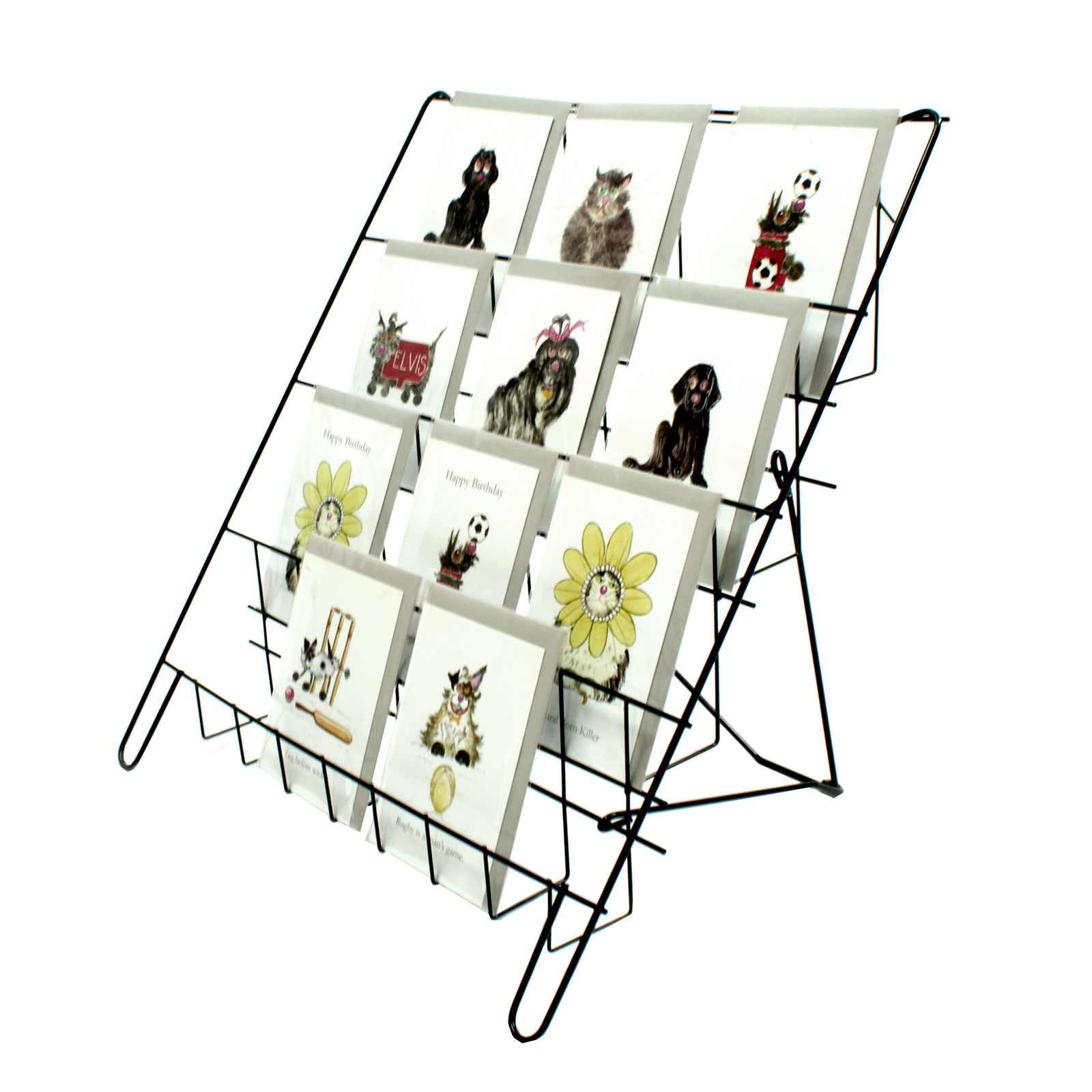Card Stand - Counter Standing Collapsible Card or Book Display in Black ...
