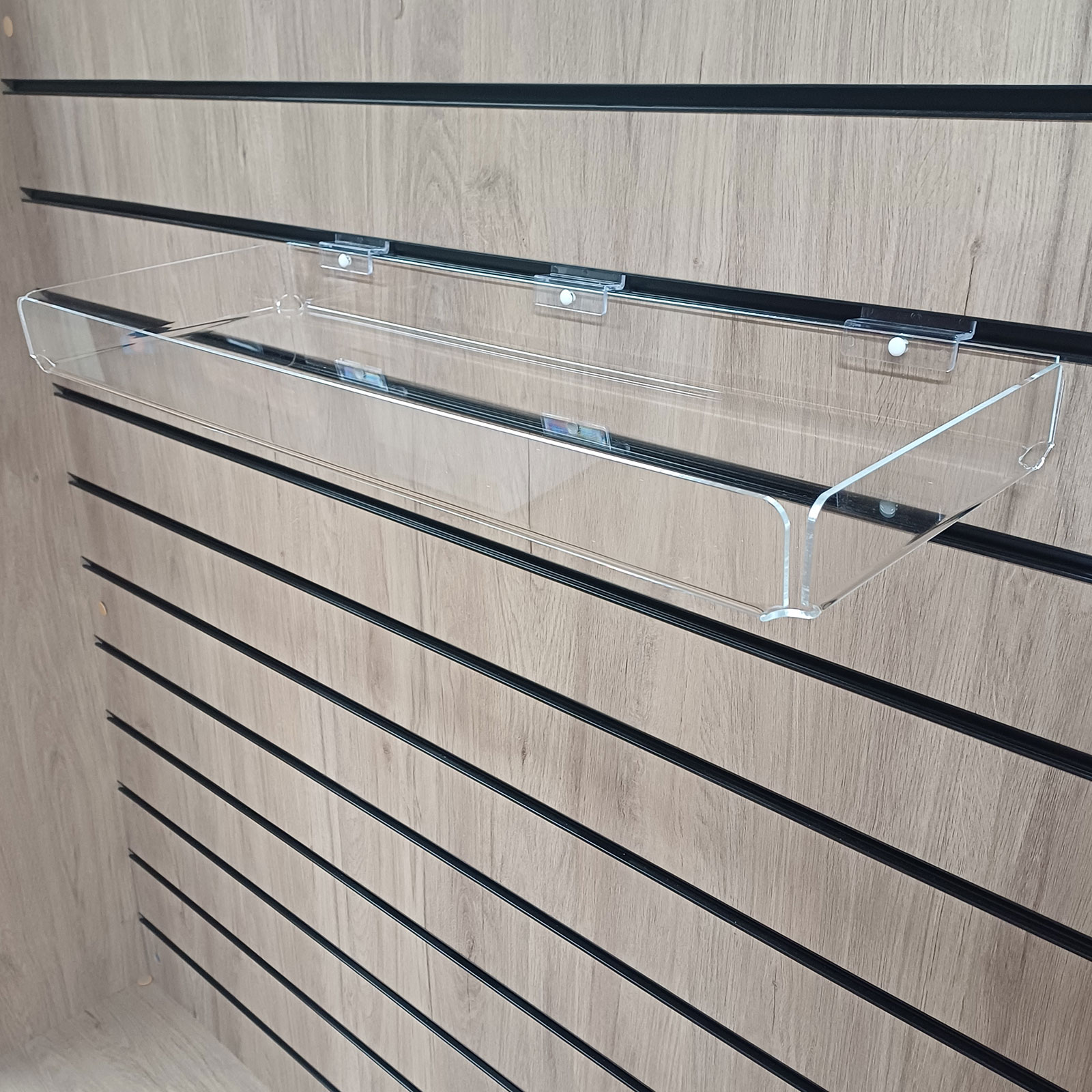 Acrylic Slatwall Sundries Tray - 590mm Wide x 205mm Deep - Clear Finish ...