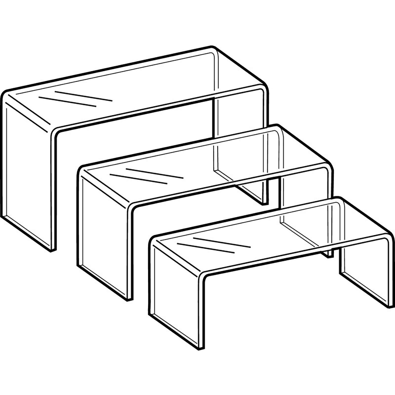 Acrylic Nesting Plinths - Set of 3 Clear Risers for Shop Counter ...