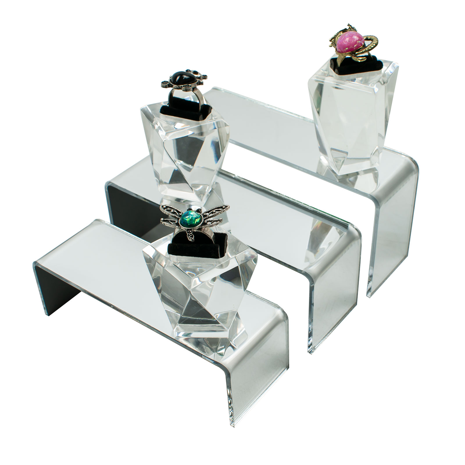 Acrylic Plinths - Set of 3 Nesting Risers for Shop Counter Display in 4 ...