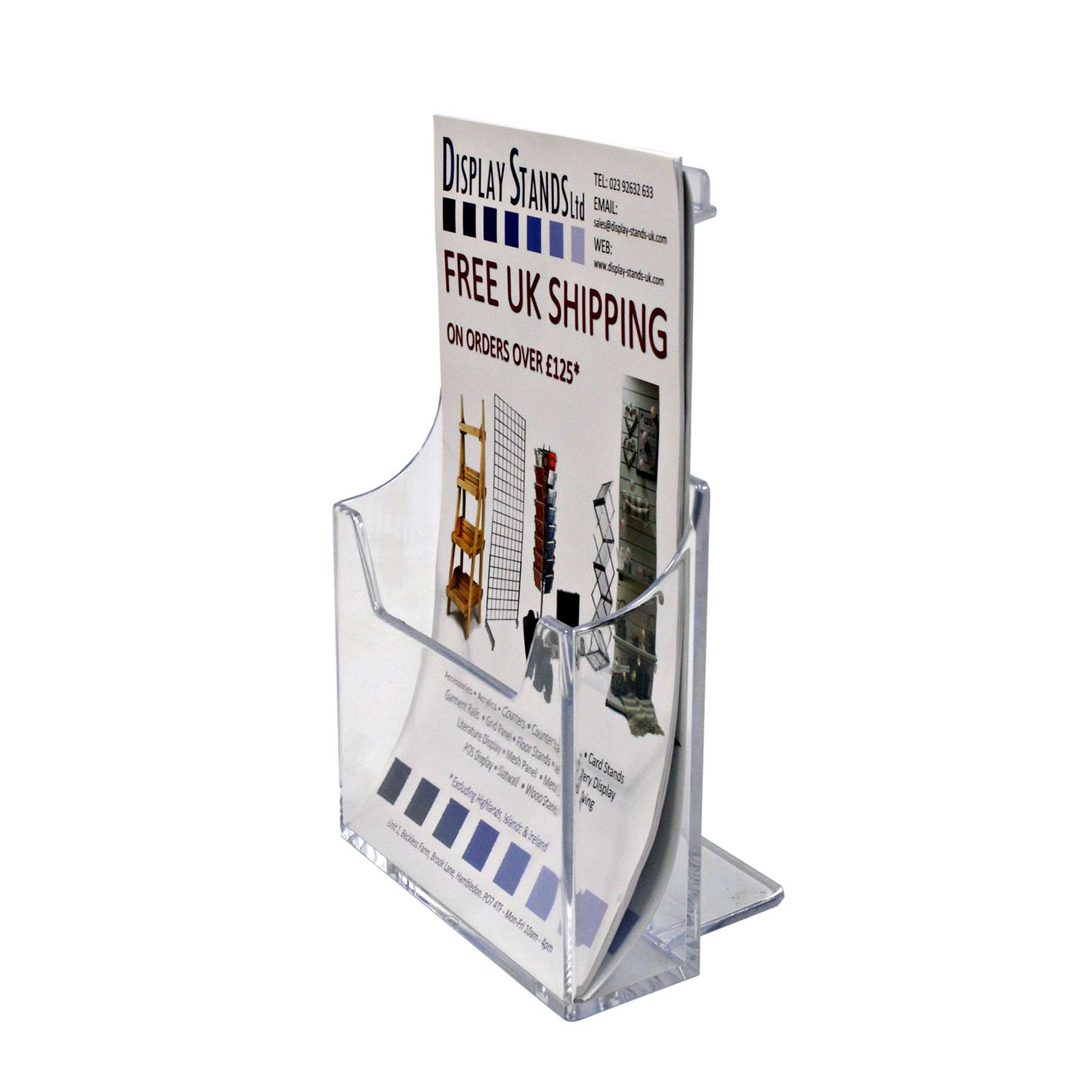 Brochure Holder - A5 Single Pocket Dispenser - Slatwall or Counter Use (G2)