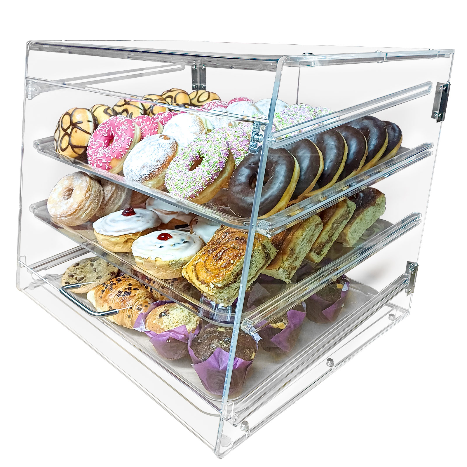 Acrylic Bakery Display Case Cabinet Removable with 3 Trays. Rear ...