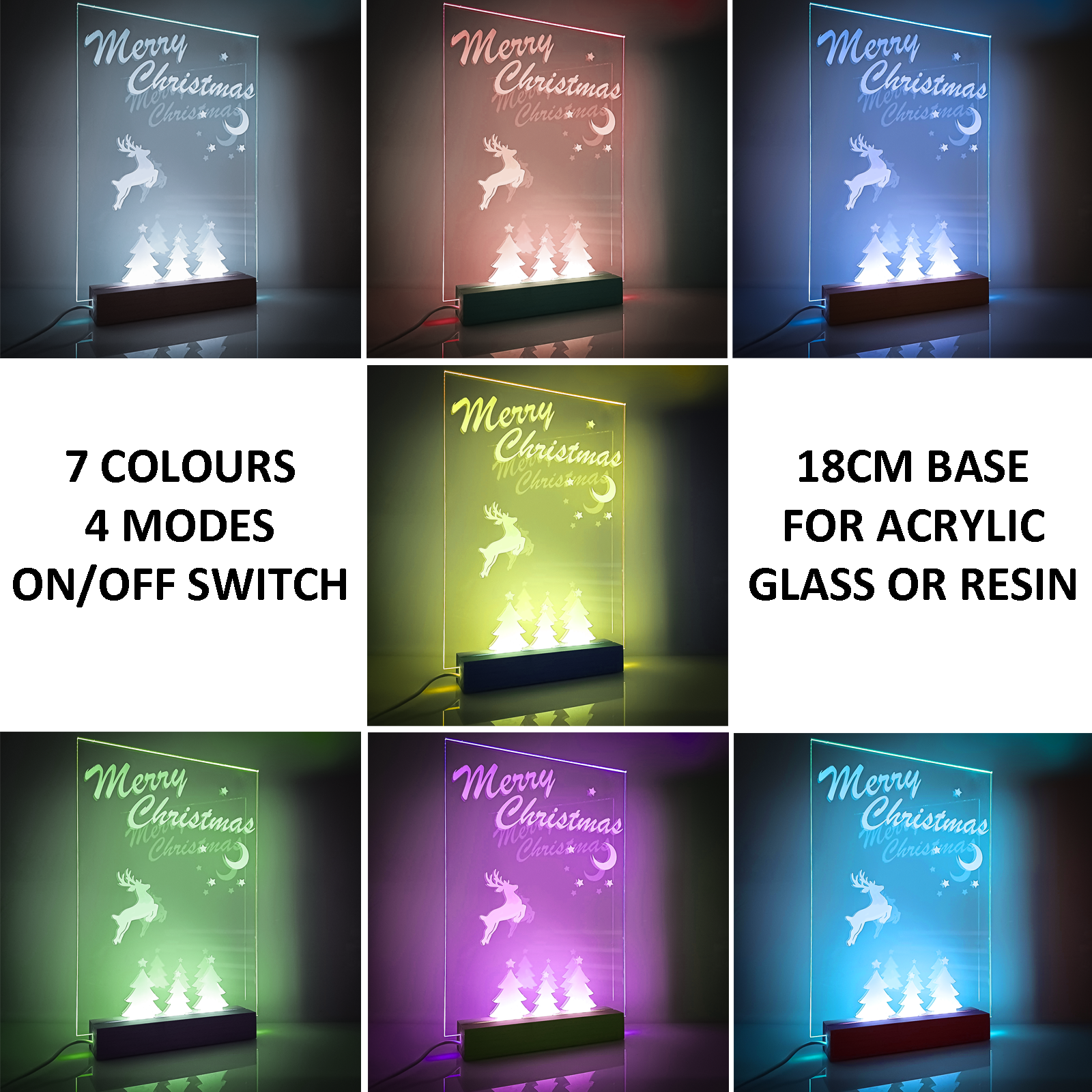 LED Light Up Wood Display Plinth Base 18cm (G802)