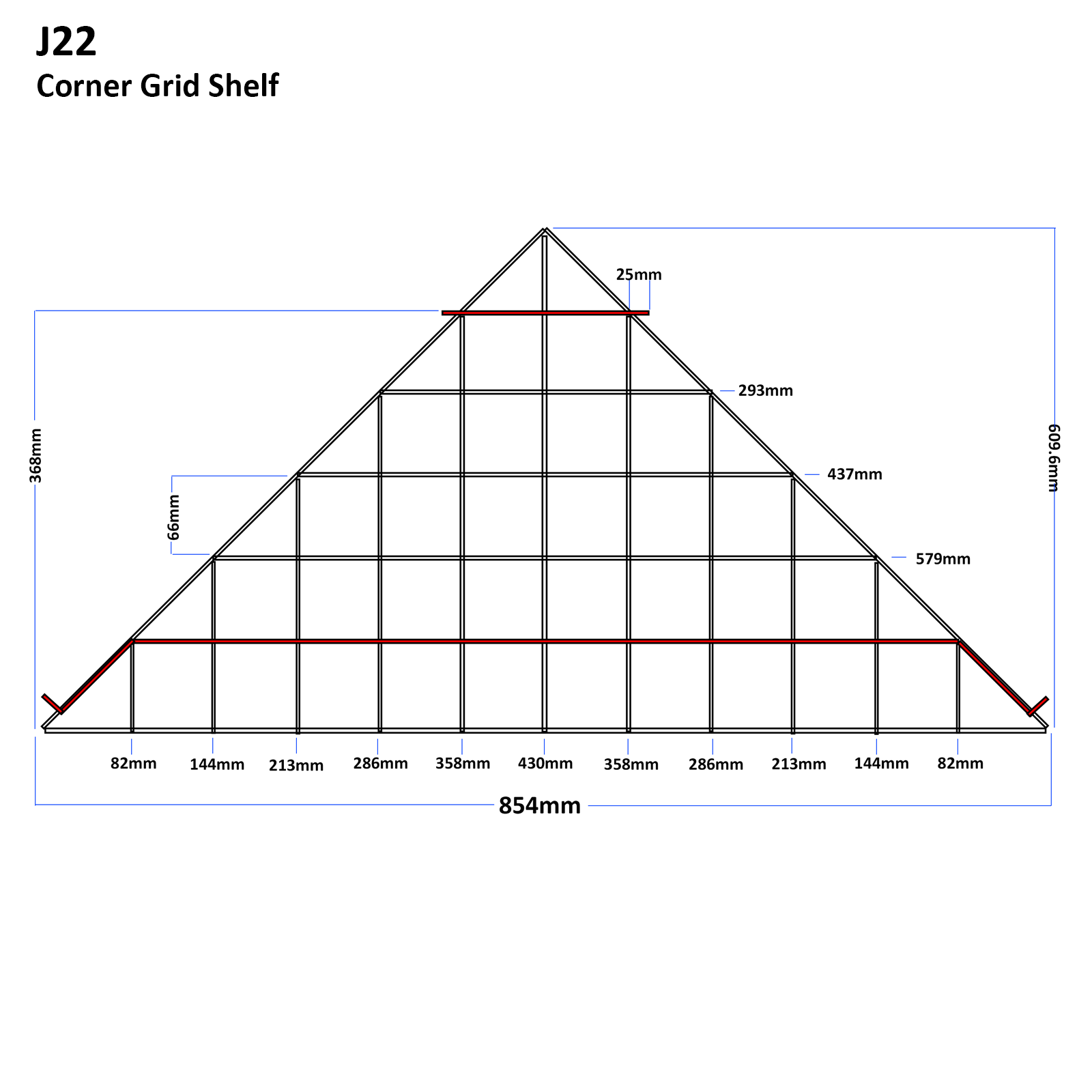 Grid Corner Shelf to Fit Gridwall for Retail Display - 3 Finishes (J22)