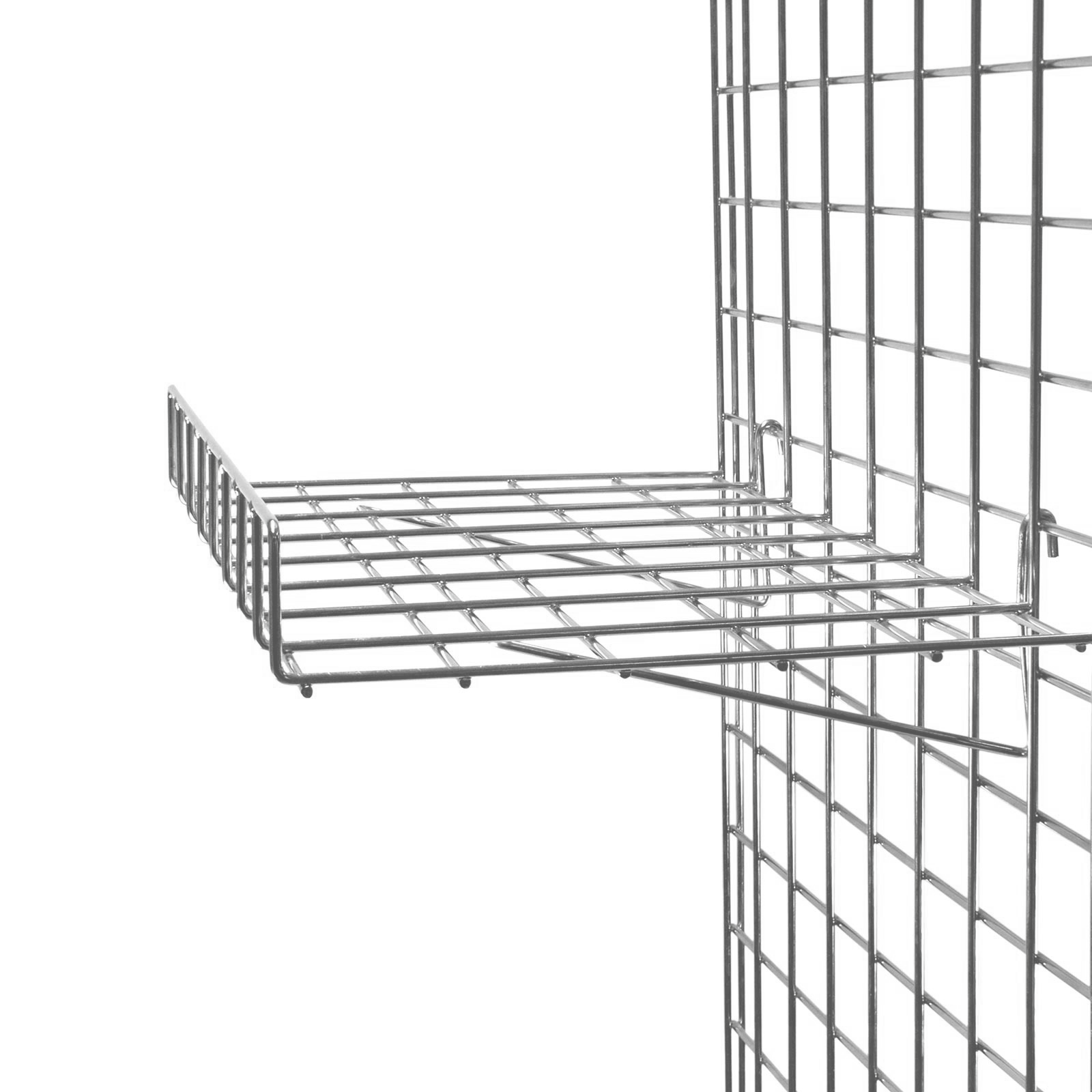 Grid Shelf with Front Lip to Fit Gridwall - 610mm Wide in Chrome (J23)