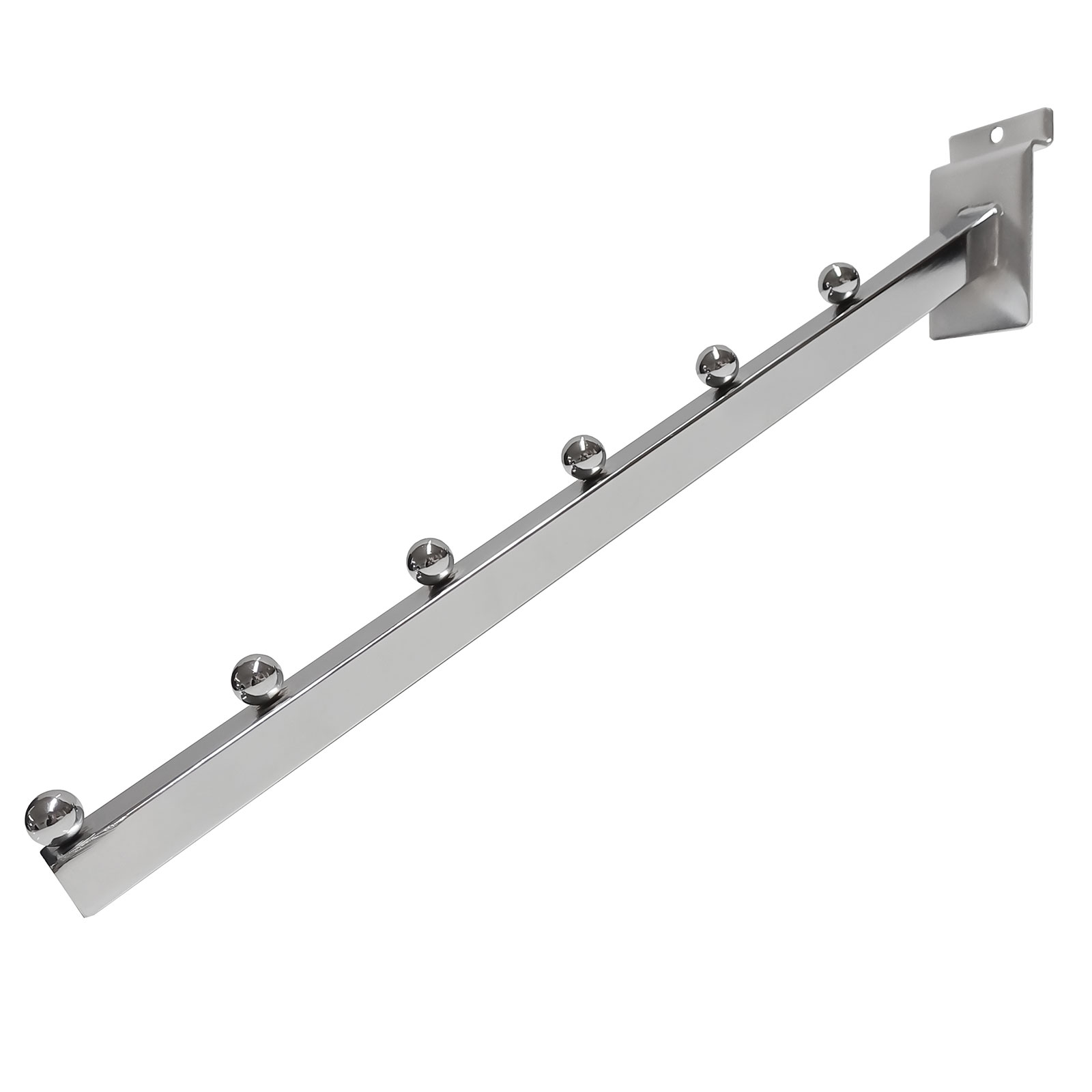 Slatwall 6 Ball Hanging Arm - Heavy Duty in Chrome - Clothing Display (J44)