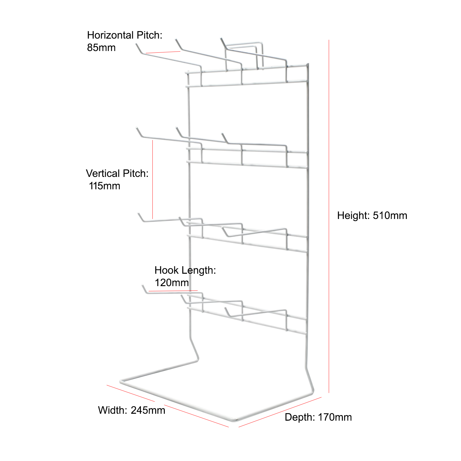 Counter Hook Stand - 12 Fixed Hooks - POS Shop Display with Header in ...