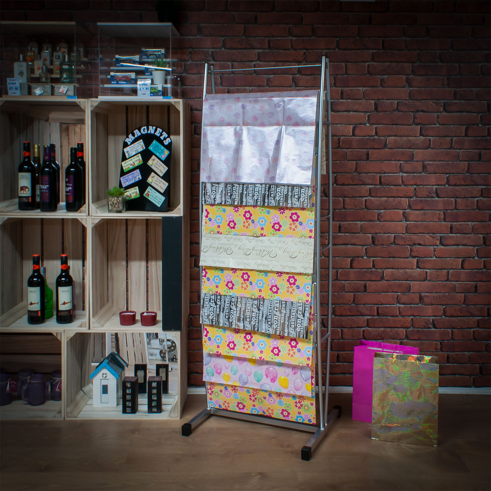 Wrapping Paper Gift Wrap 19 Rung Display Stand in Silver (K65)