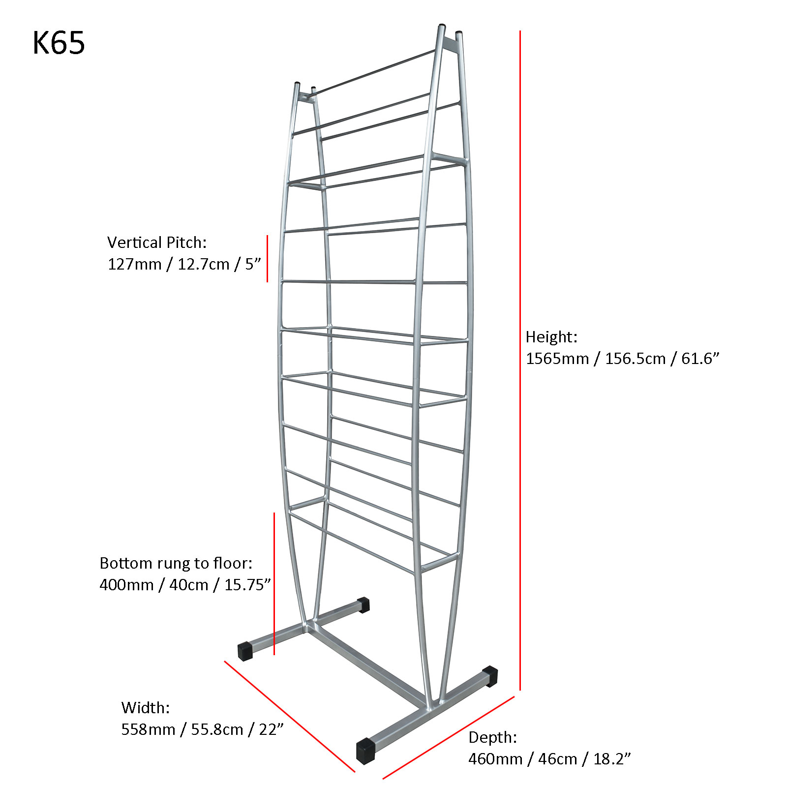 Wrapping Paper Gift Wrap 19 Rung Display Stand in Silver (K65)
