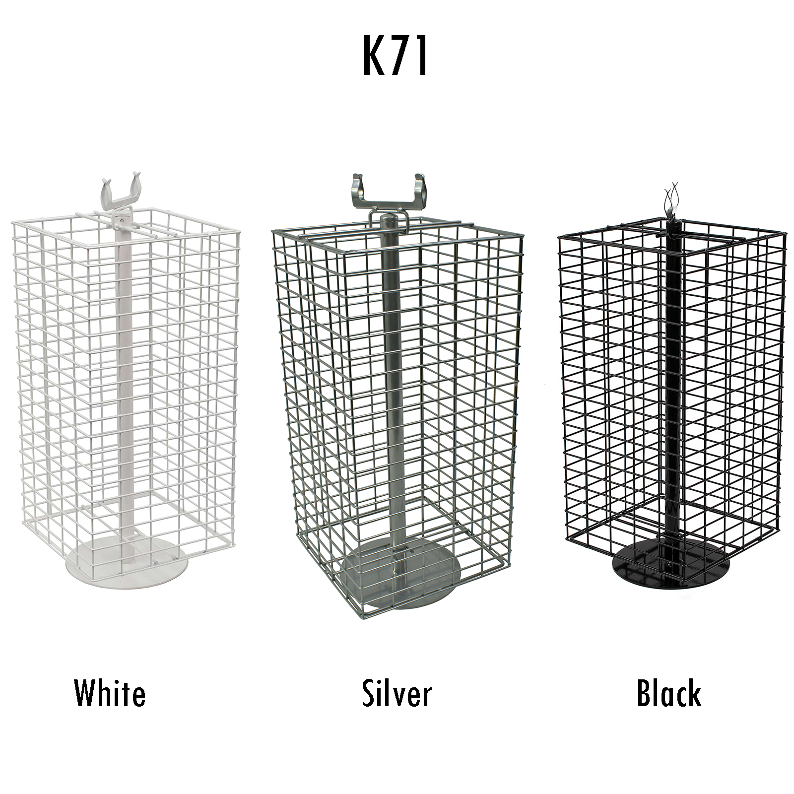 Rotary Mesh Counter Stand - 4 Sides With Header in 3 Colours (K71)