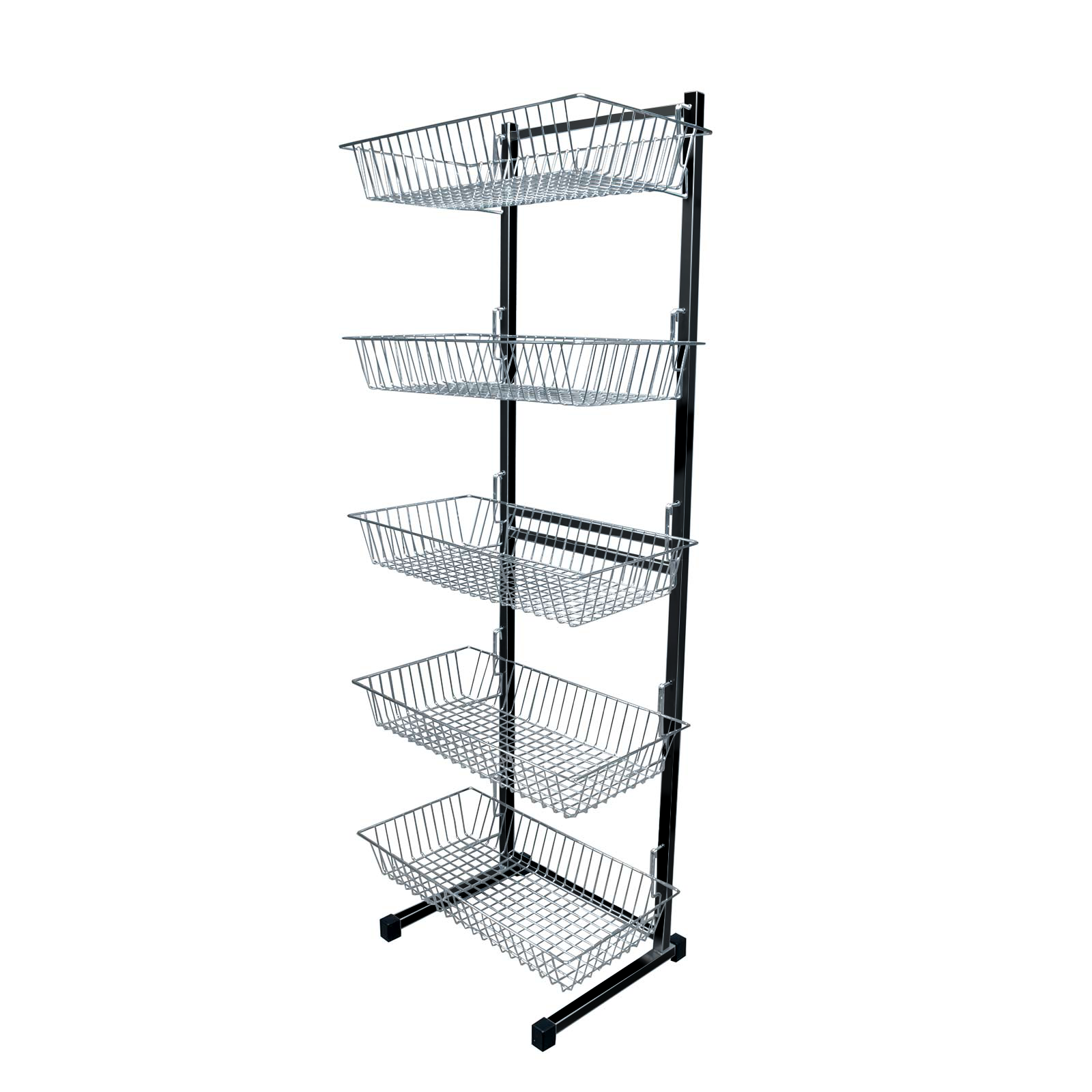 Basket Stand - Black Frame with 5 Chrome Baskets - Retail Shop Display ...