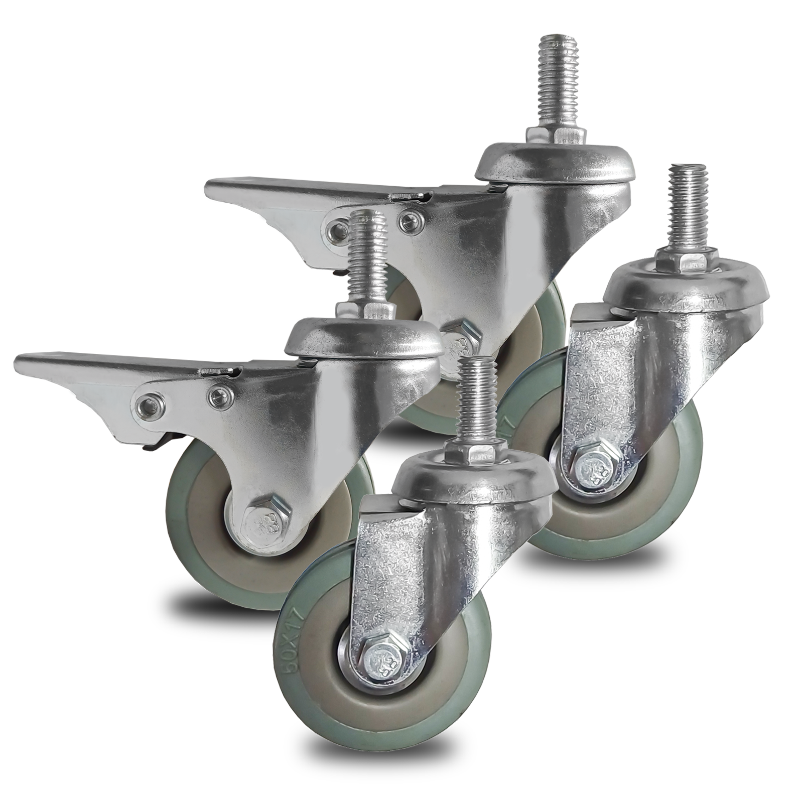 Furniture Wheels - Heavy Duty Rubber Castors M10 Set of 4 (M2)