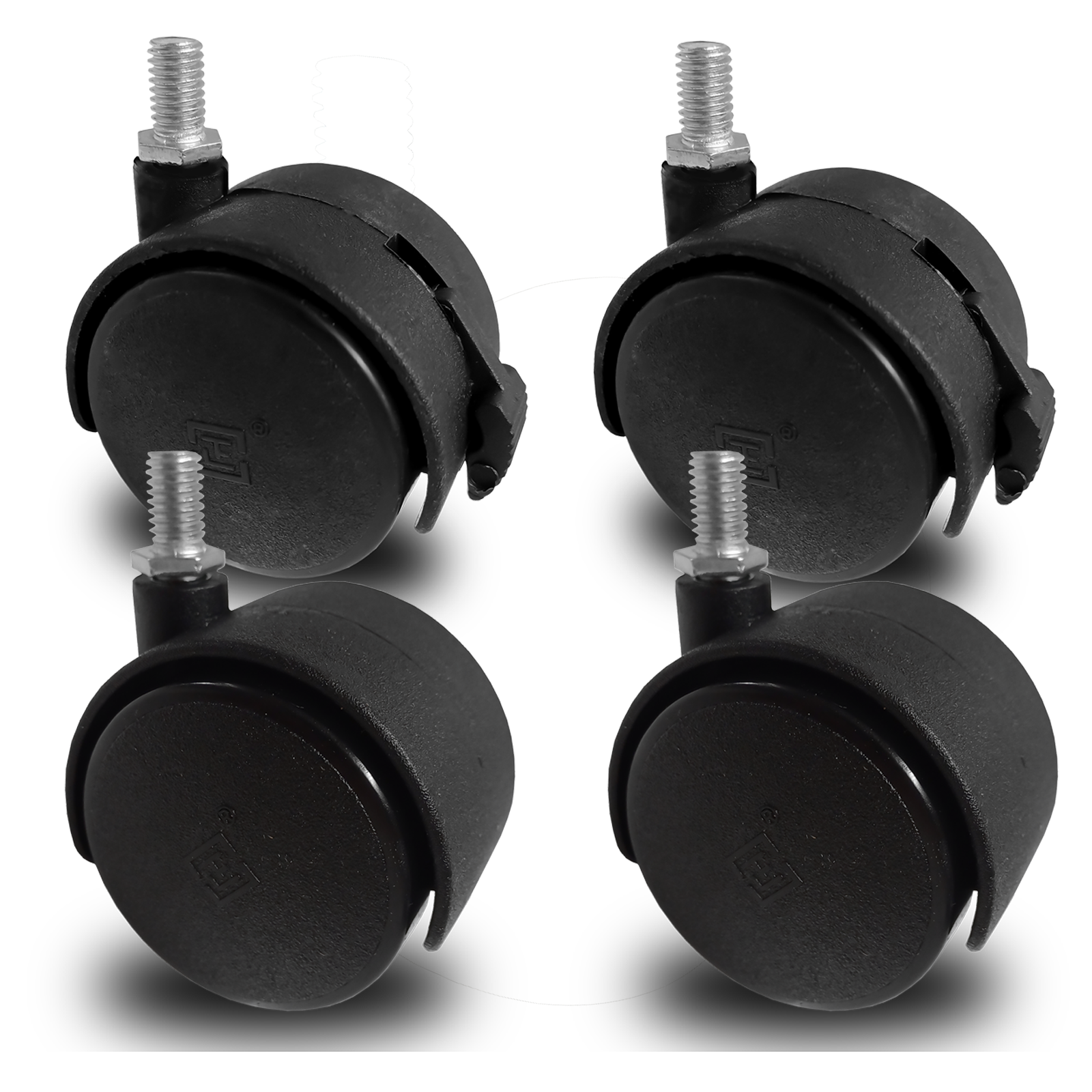 Furniture Wheels - M8 Castor with Threaded Stem Set of 4 (M8)