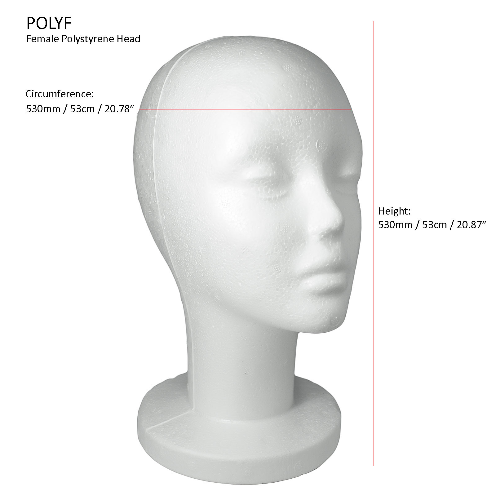 Mannequin Female Head Polystyrene Display For Hats & Accessories (POLYF)