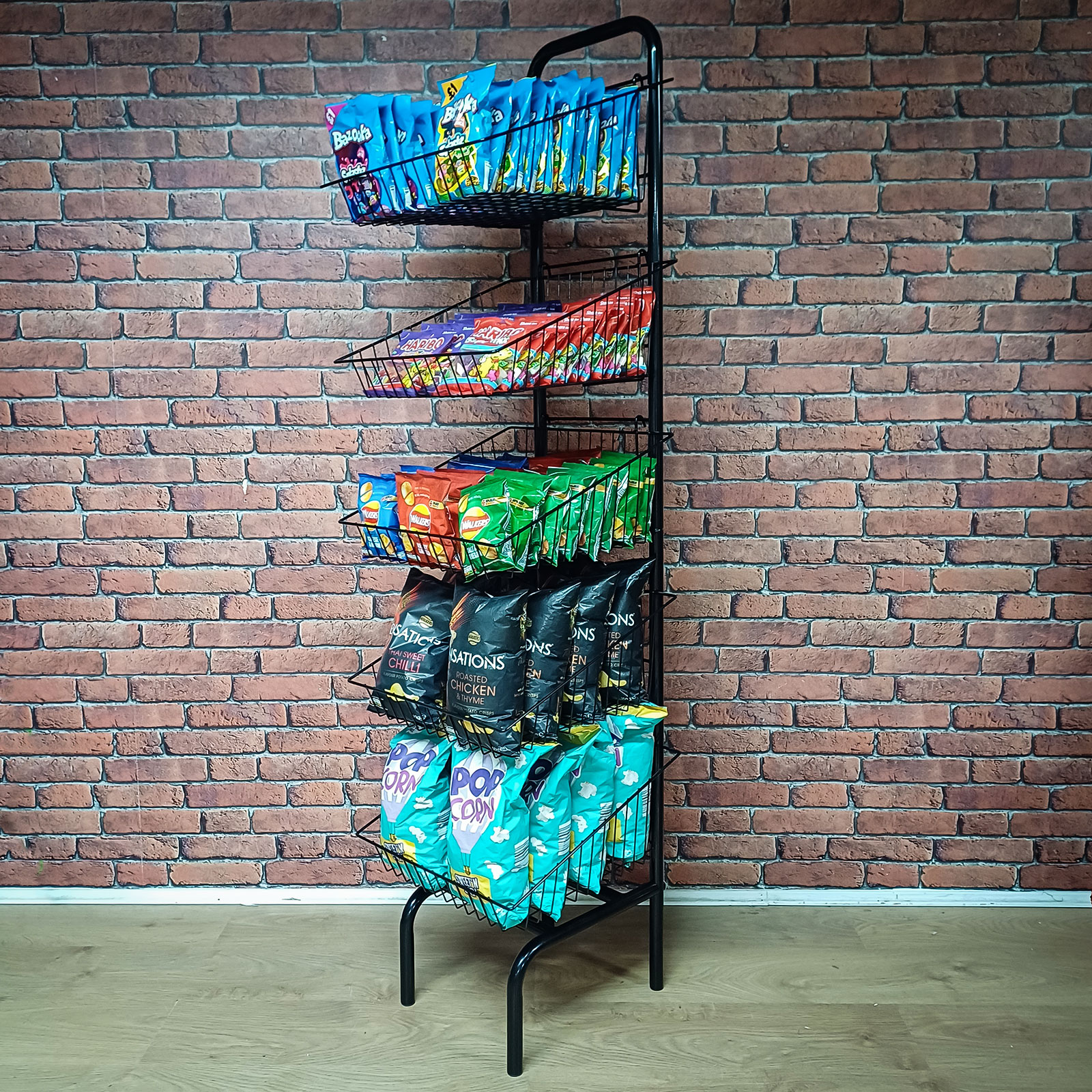 Basket Stand - 5 Tier in Black for Bread, Crisps, Snacks (Q5/BLACK)
