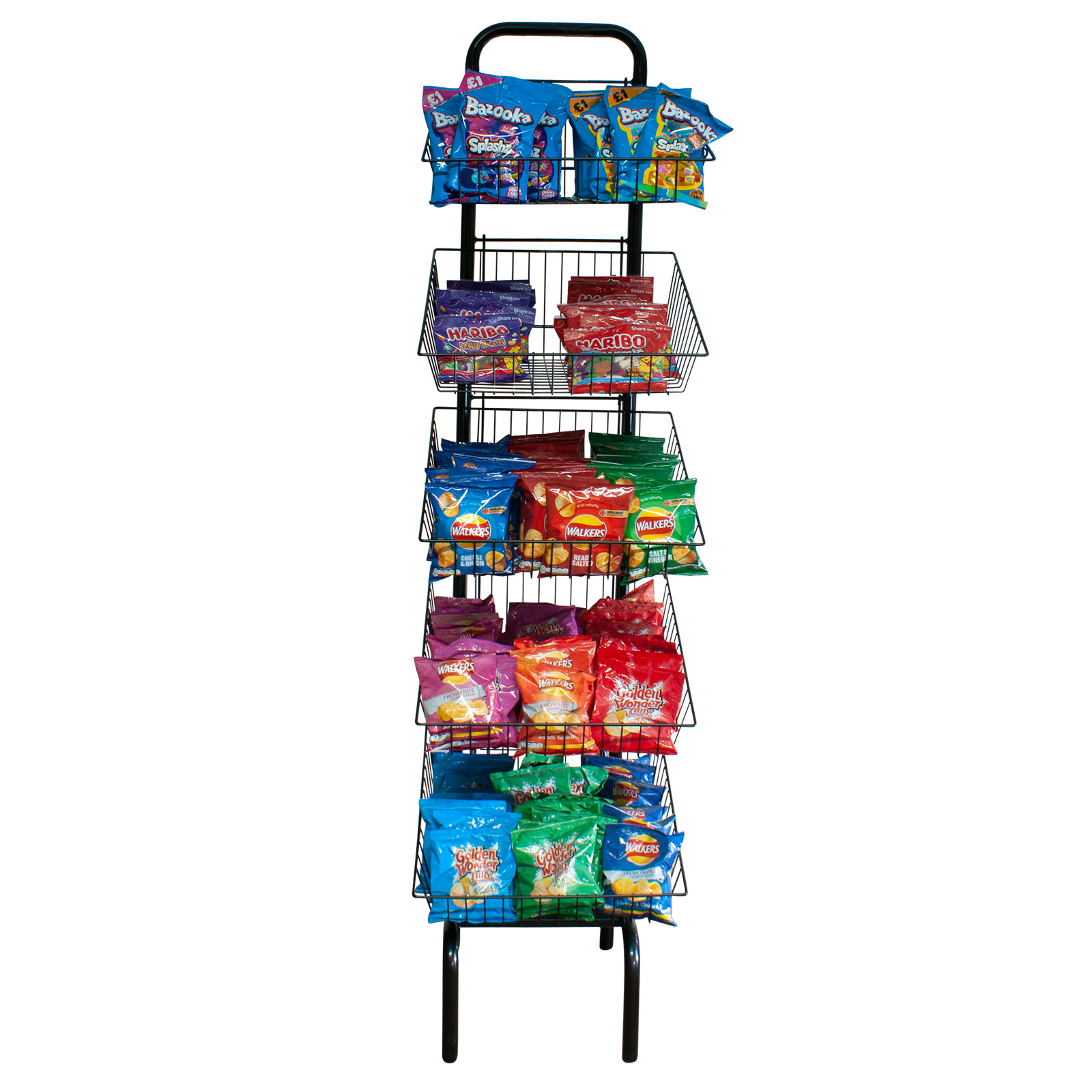 Basket Stand - 5 Tier in Black for Bread, Crisps, Snacks (Q5/BLACK)