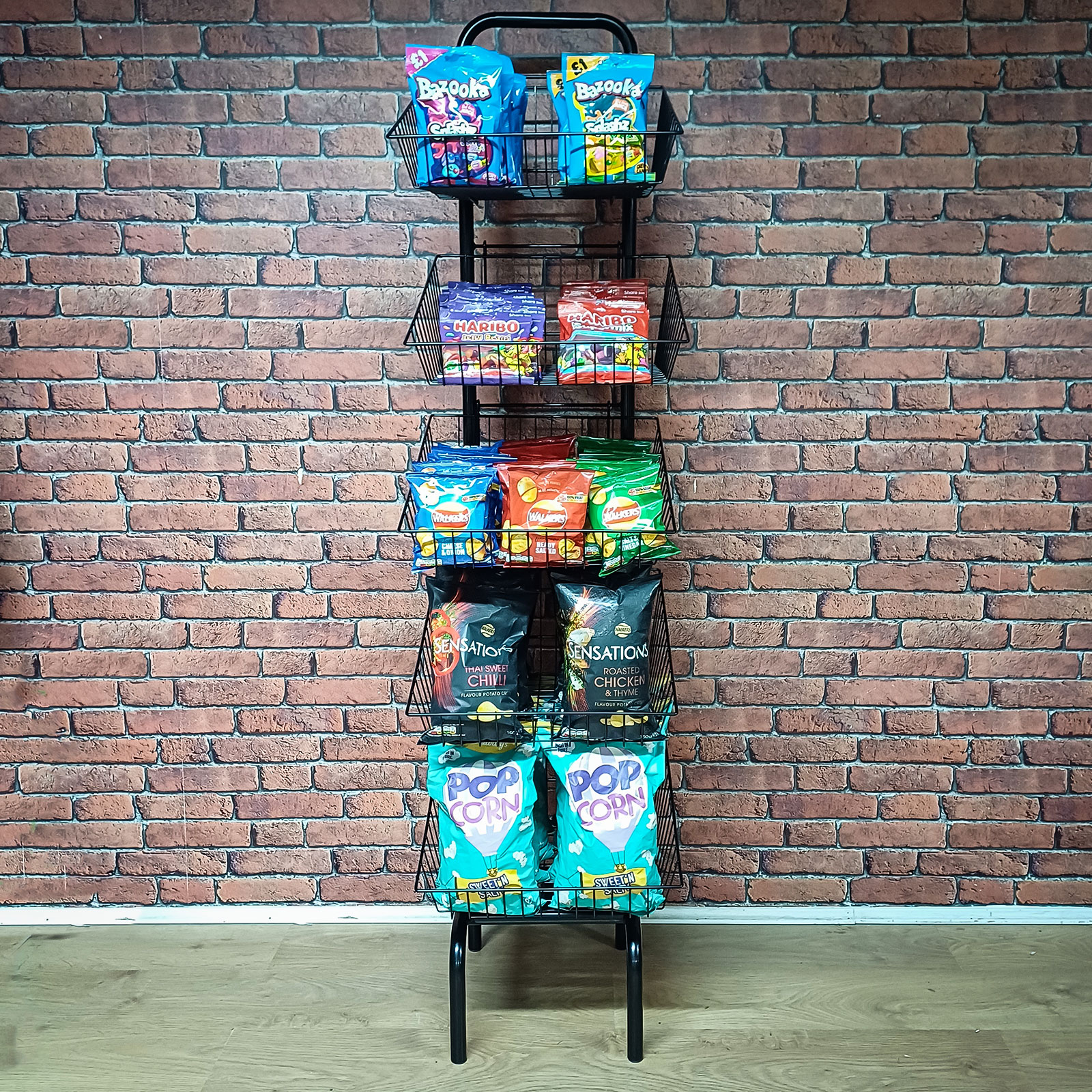 Basket Stand - 5 Tier in Black for Bread, Crisps, Snacks (Q5/BLACK)