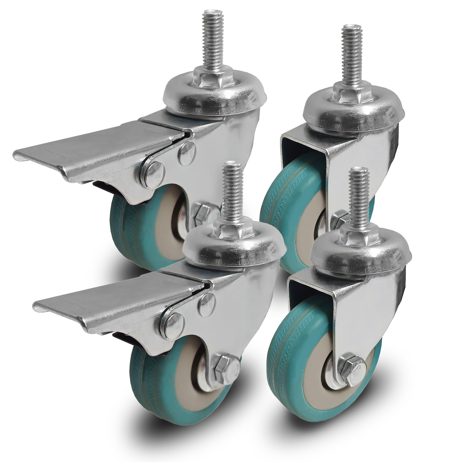 Furniture Wheels - Heavy Duty Rubber Castors M8 Set of 4 (RM8)