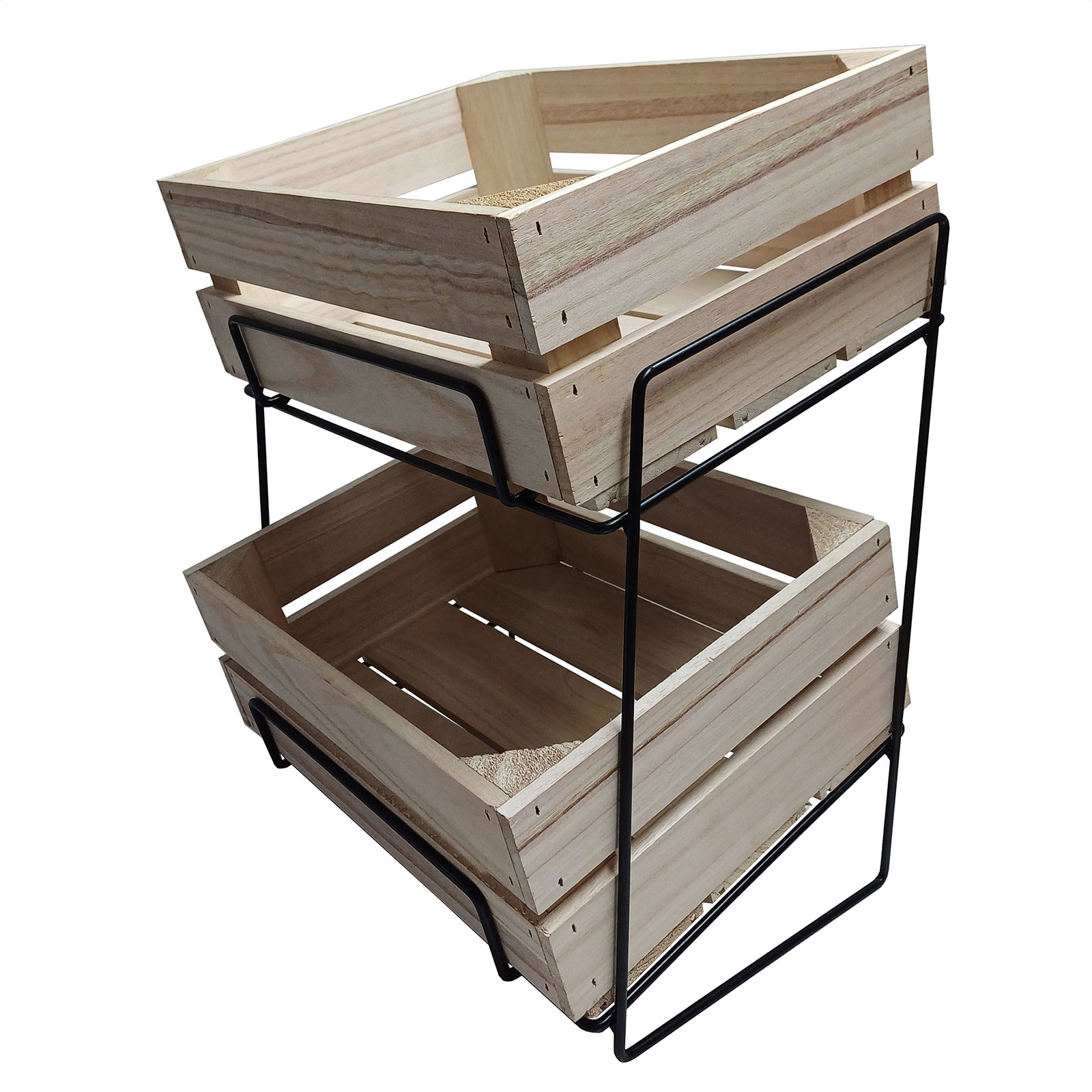 Counter Crate Stand With Black Wire Stand & 2 x Plain Crates (T101)