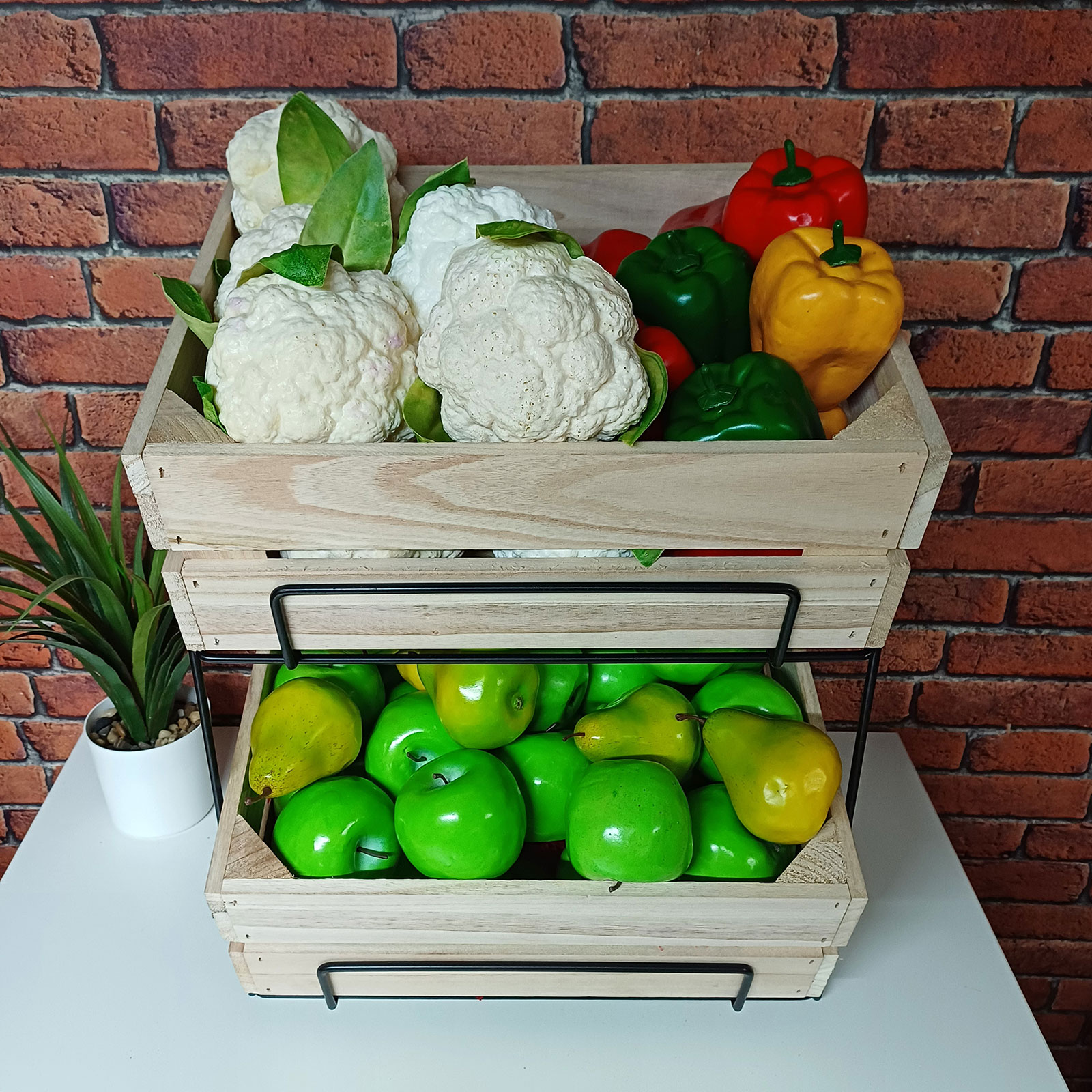 Counter Crate Stand With Black Wire Stand & 2 x Plain Crates (T101)